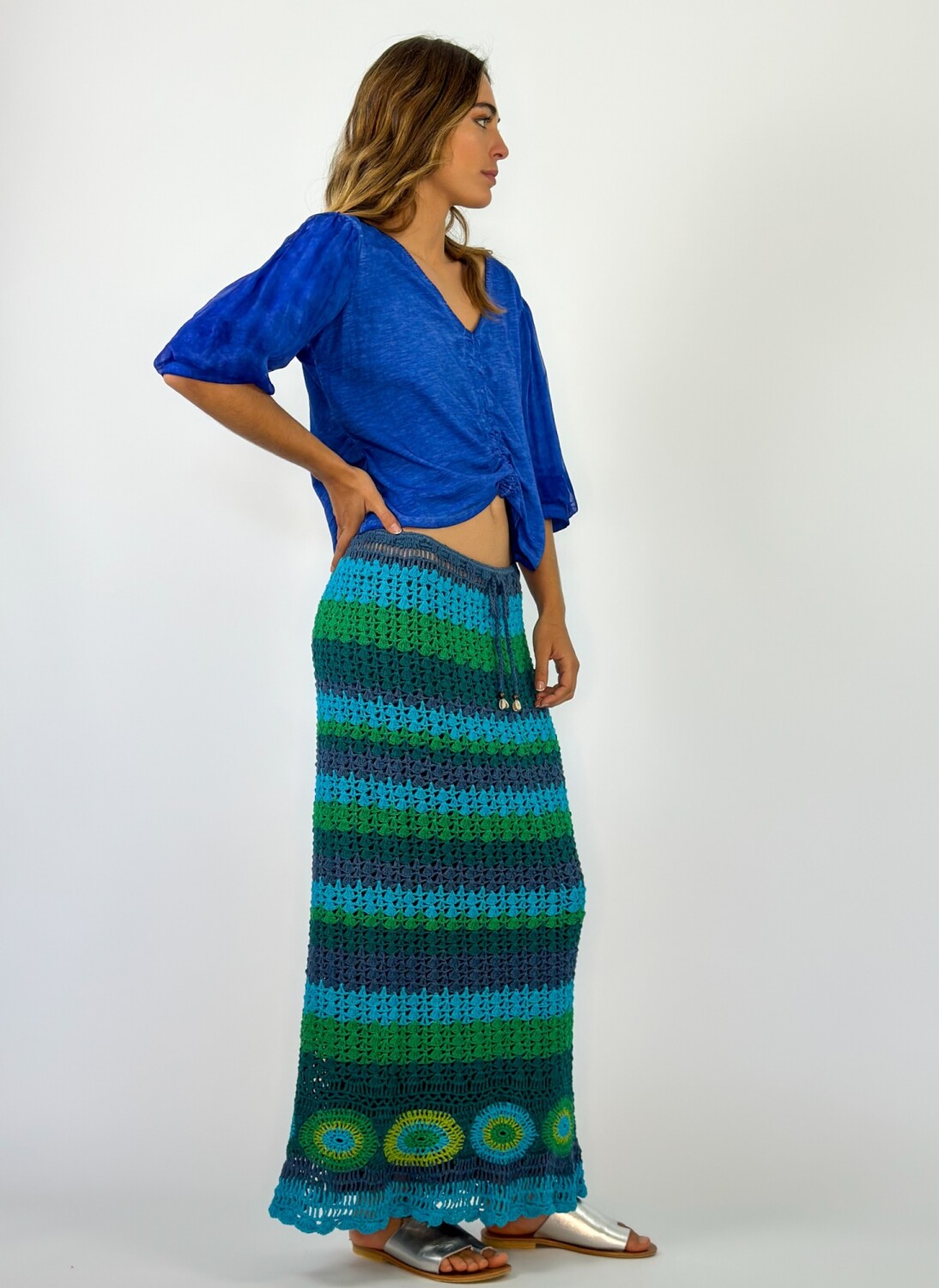 POLLERA CROCHET TIANA - AZUL — Panthai