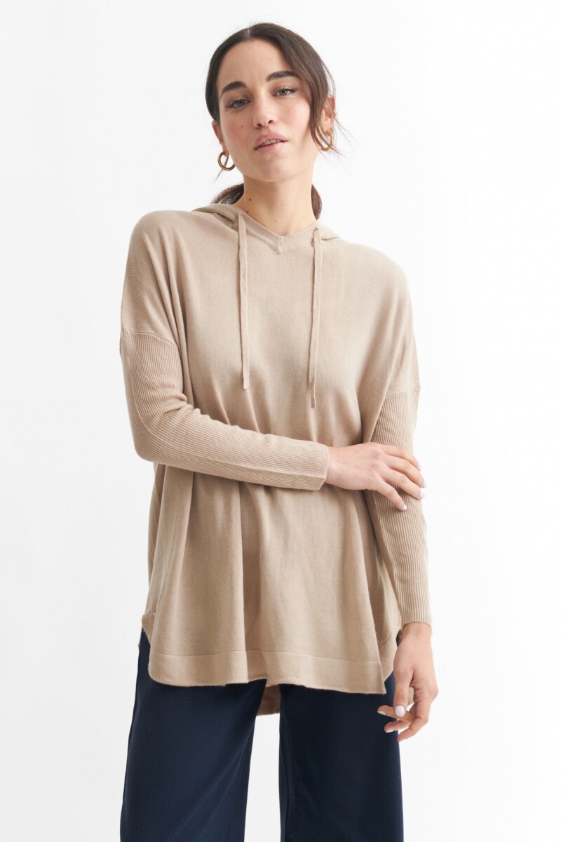 Sweater oversized con capucha - Beige — Otherside