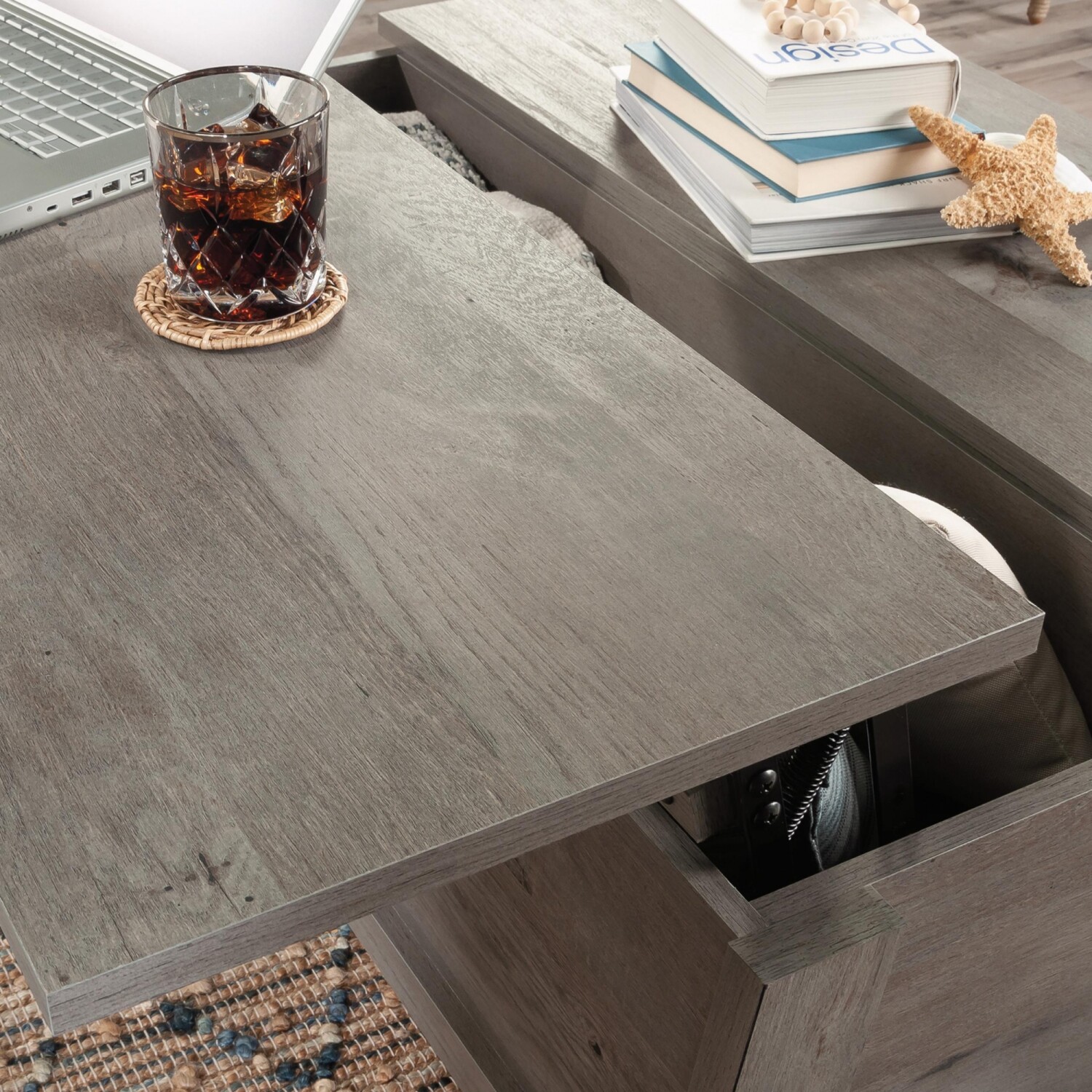 Mesa Ratona Articulada con cajones - Sauder - Linea Trestle - Gris ...
