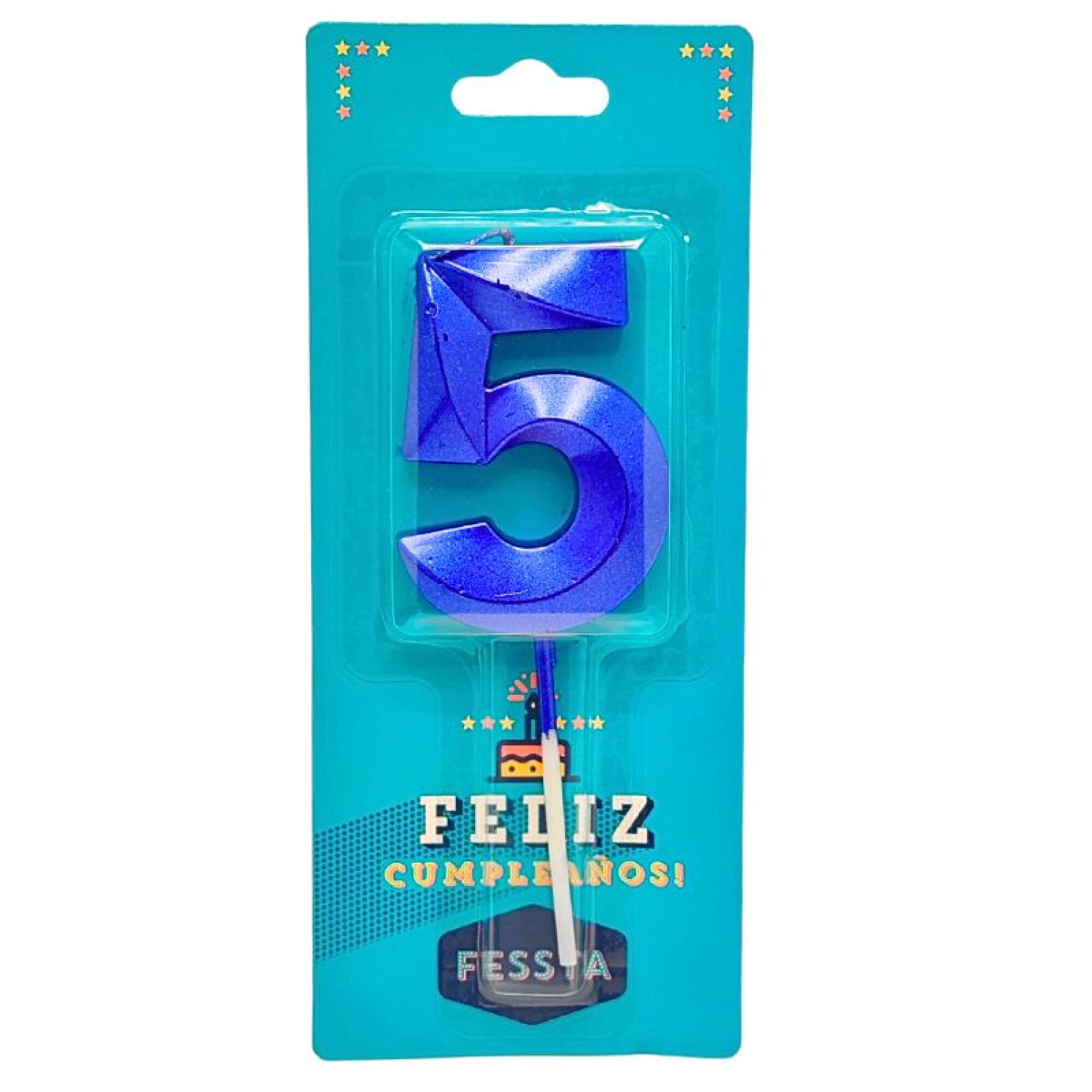 Vela Número 3D Grande Azul - CINCO — Casa Fessta