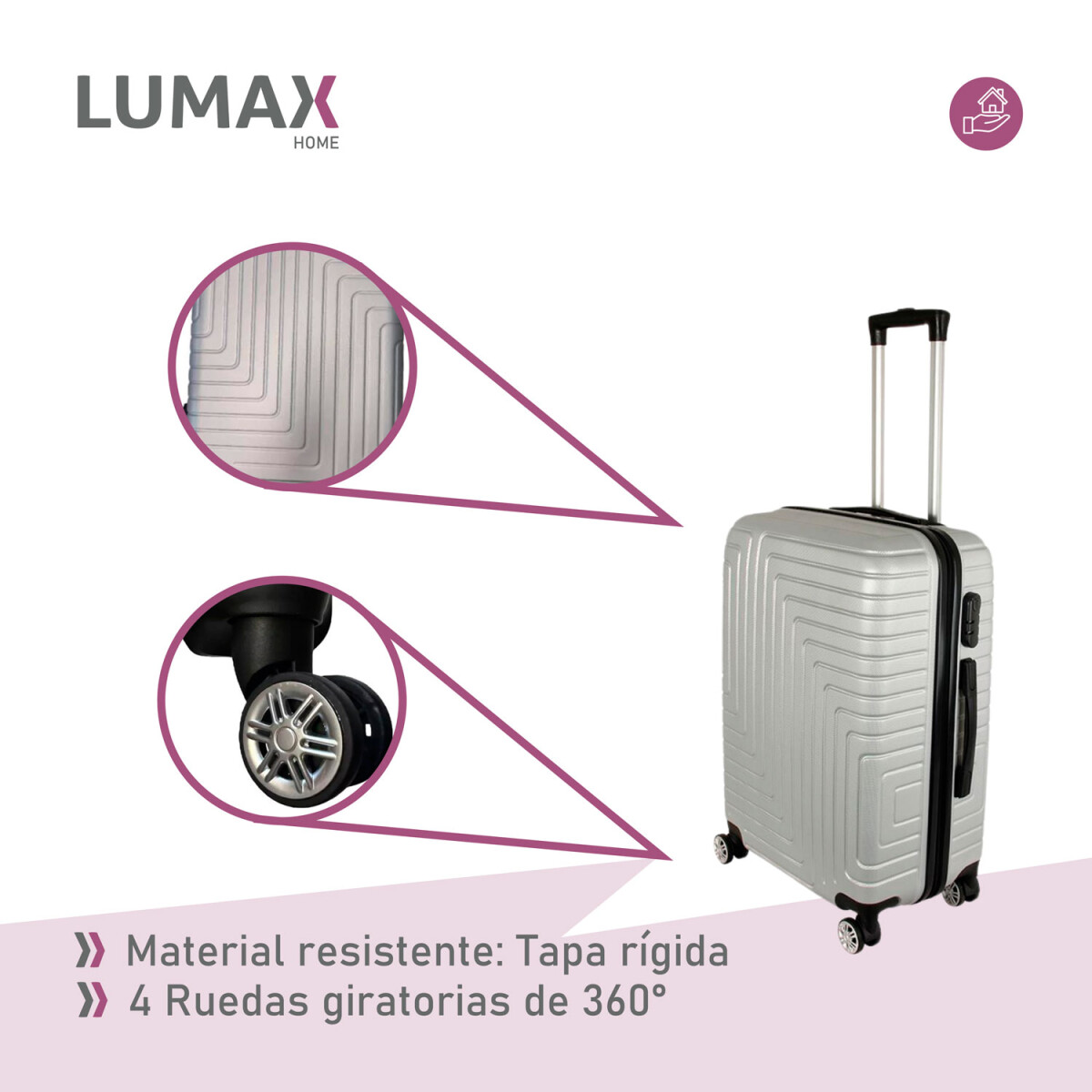 Valija Carry-on de mano Rígidas Con Organizadores - Plateado ...