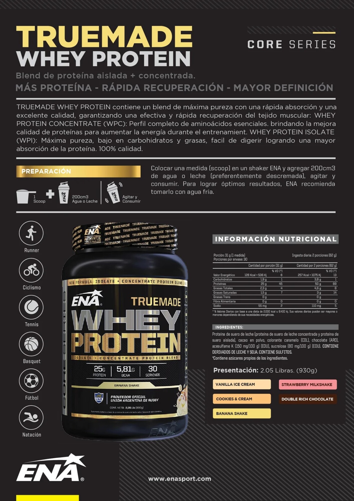 ENA Whey Protein True Made 2lb - Banana — Wikimúsculos