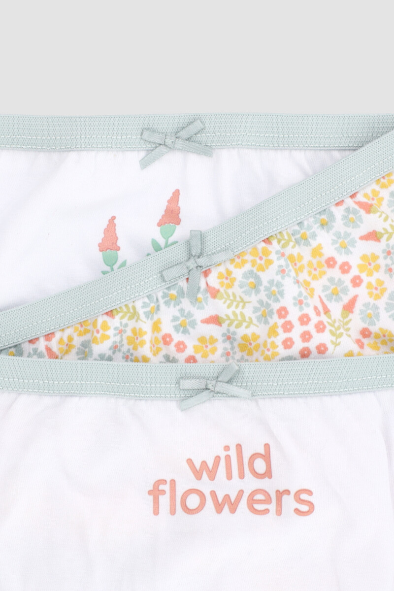 Pack x3 bombachas niña - Flor aquarela — SiSi