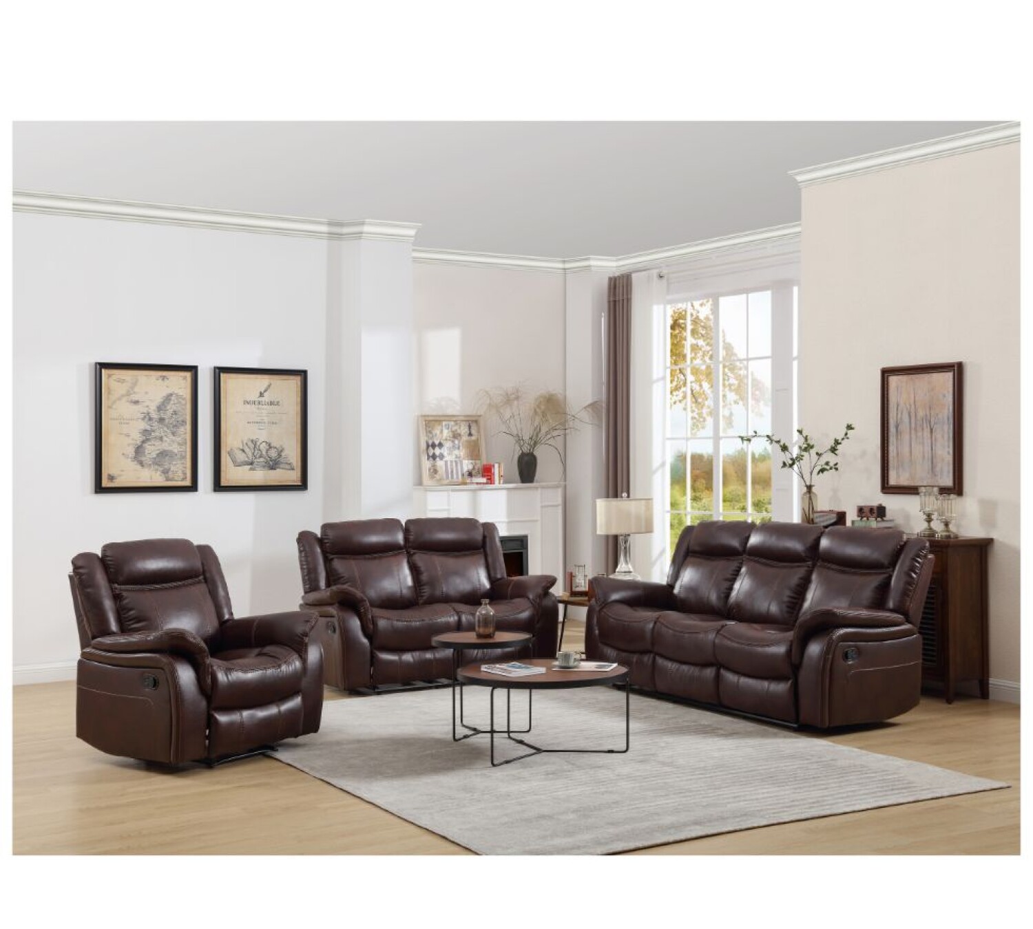 Sofá Recliner 3 Cuerpos - Royal - Marron — Rustico Hogar