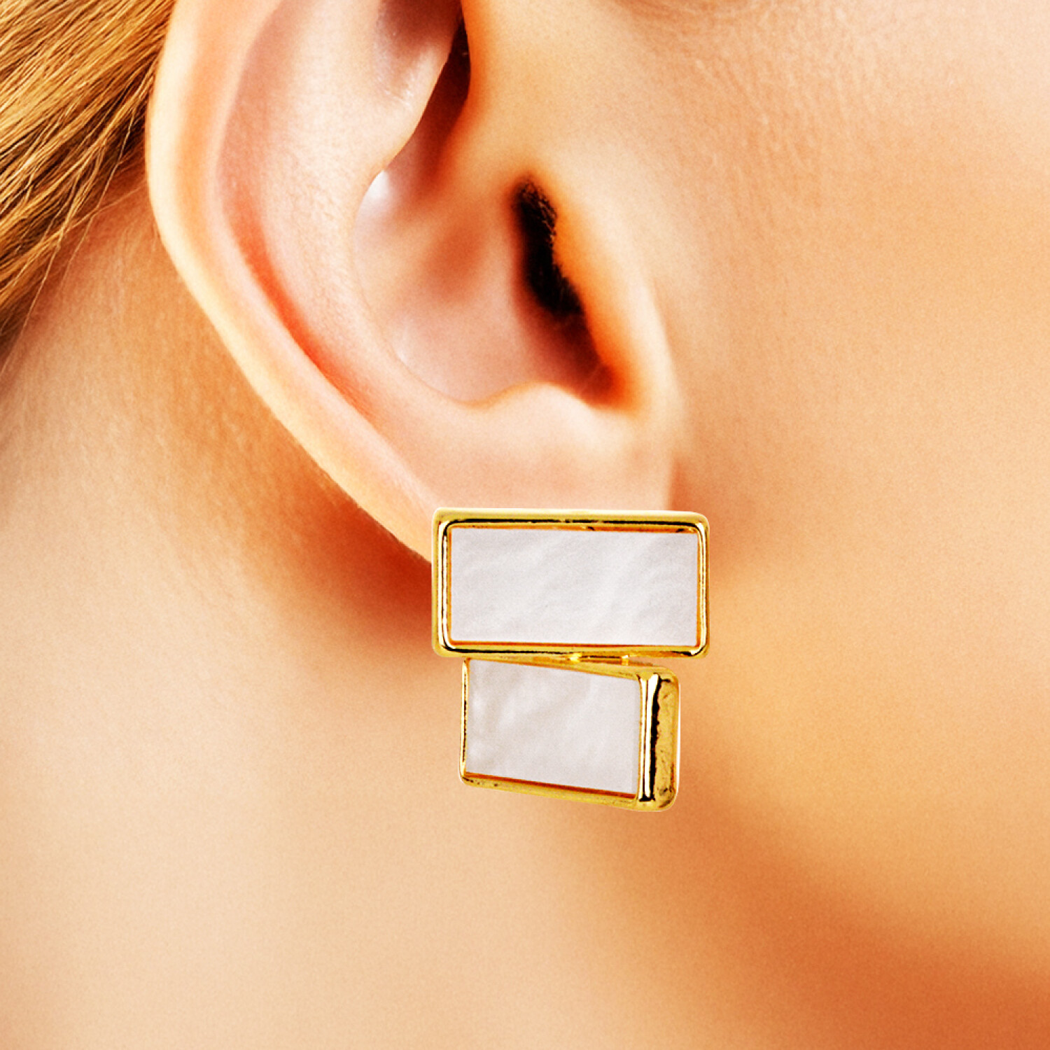 CARAVANAS NÁCAR BLANCO Y DORADO — Nuvó