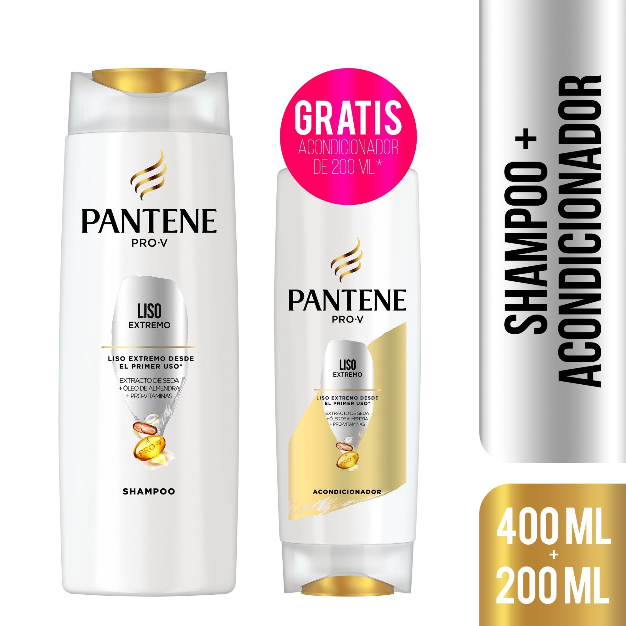 PACK PANTENE LISO EXTREMO SHAMPOO 400ml + ACONDICIONADOR 200ml — Farmaglam