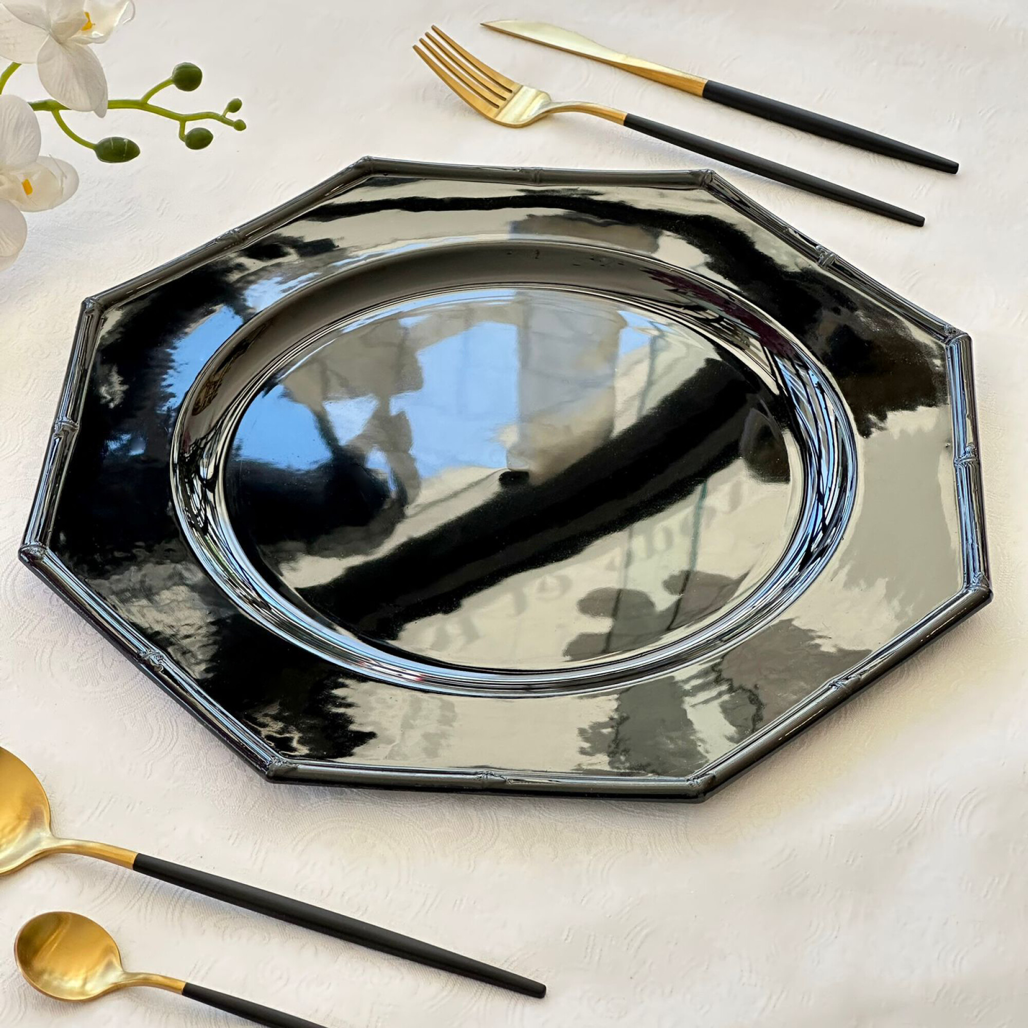 Platos De Sitio (Sousplat) Negro Ø 33cm — El Capitán