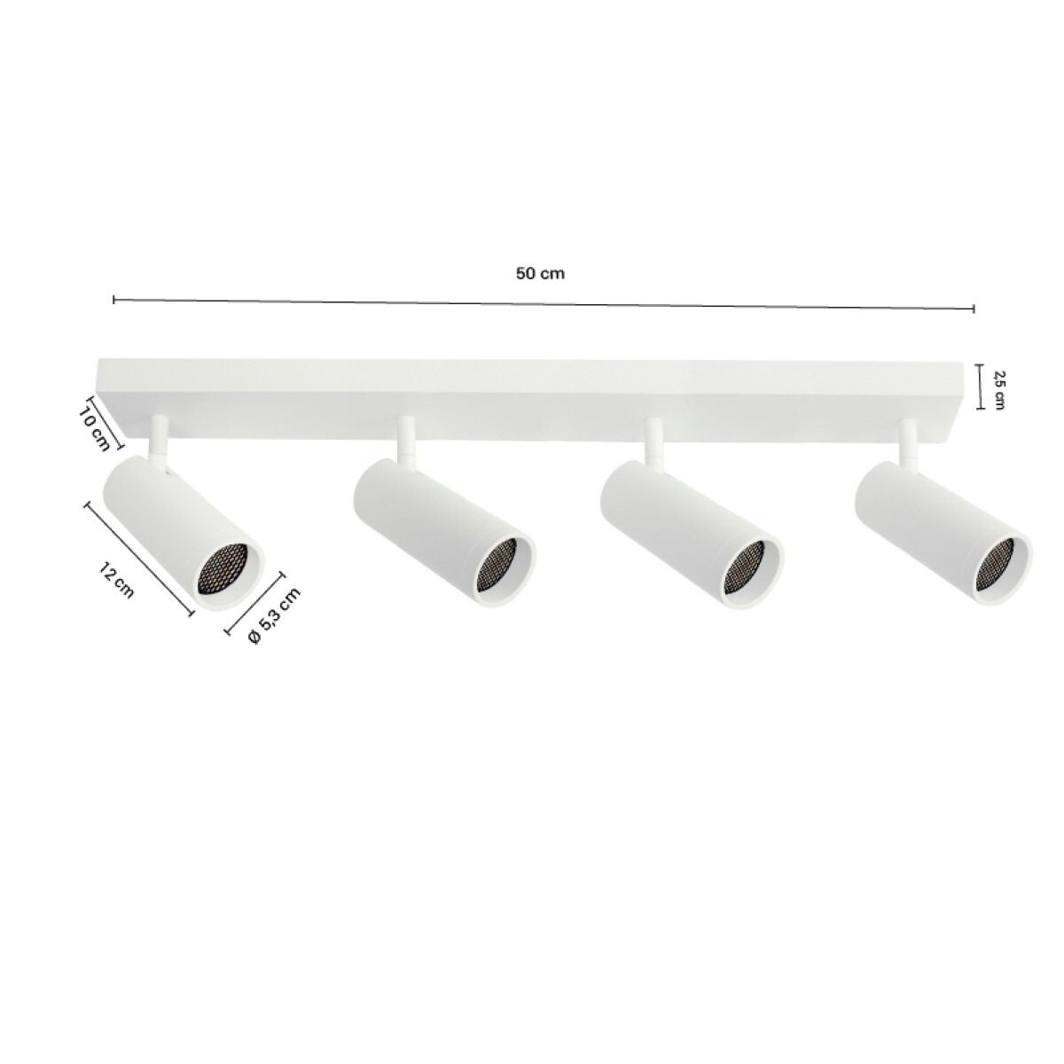 Luminaria de Adosar Long Leticia Cuadruple Orientable Blanca — Serlux