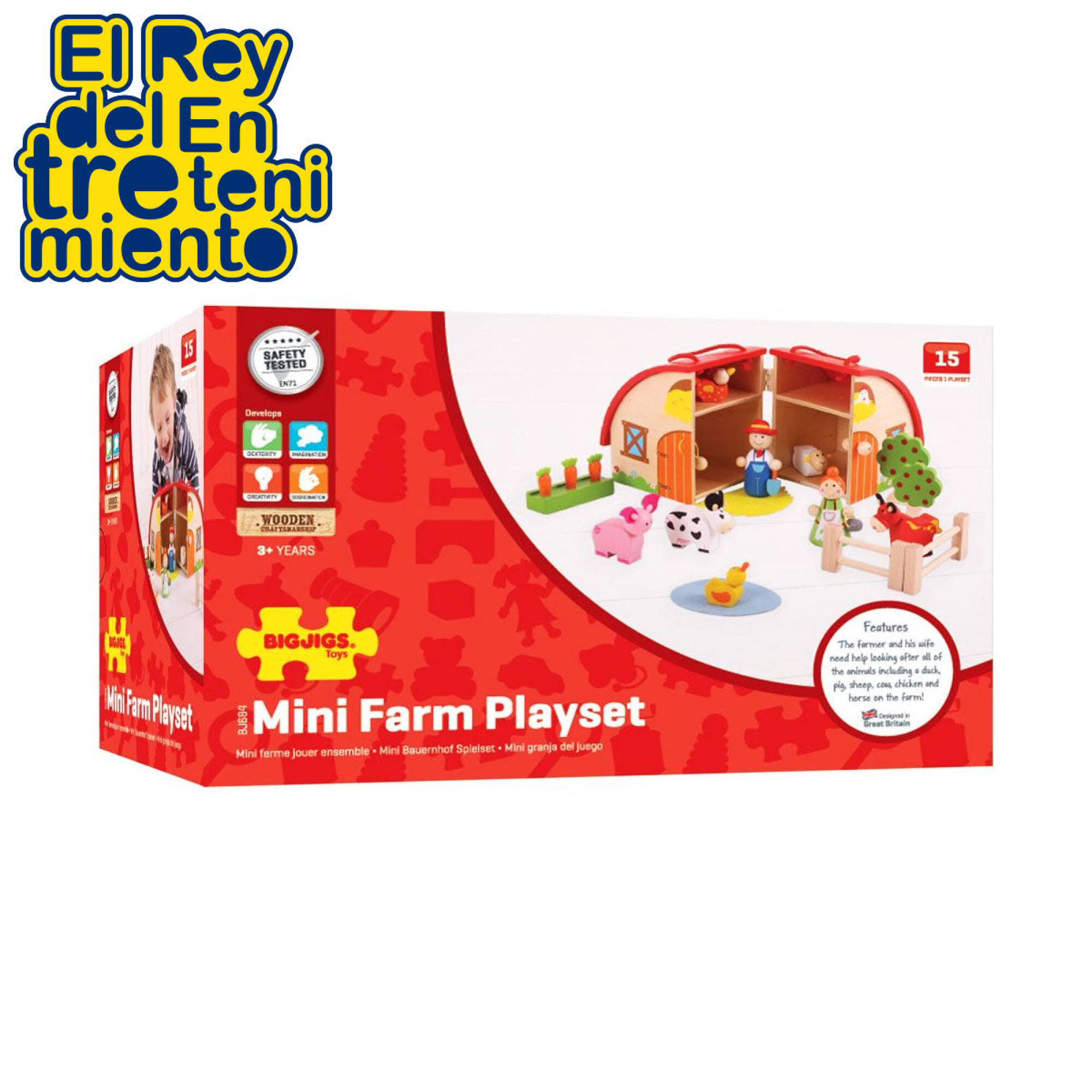 Mini Granja Bigjigs Para Niños Con Figuras Madera — El Rey del ...