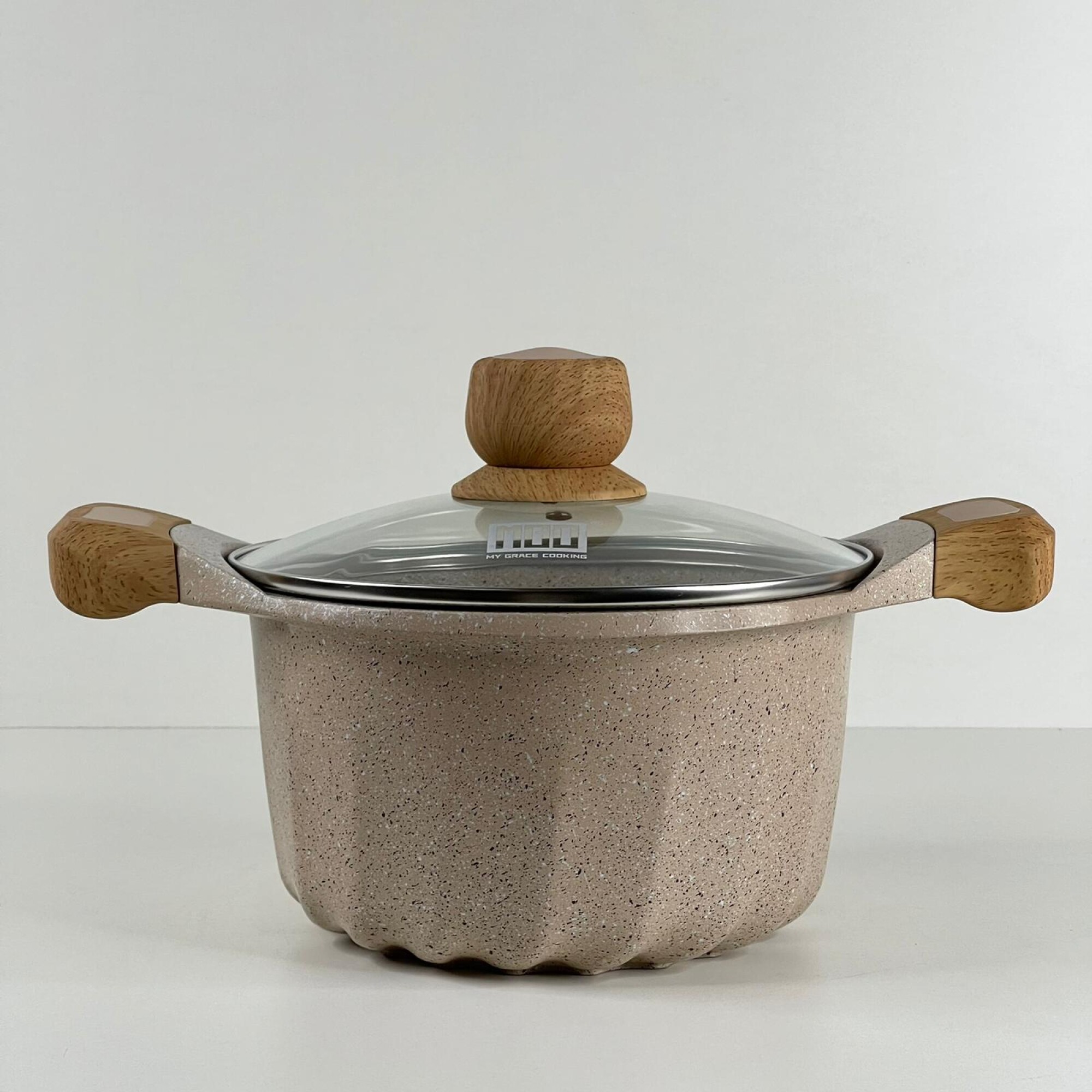 Olla Aluminio Fundido Presión Revestimiento Granito Tapa Vidrio 20cm ...