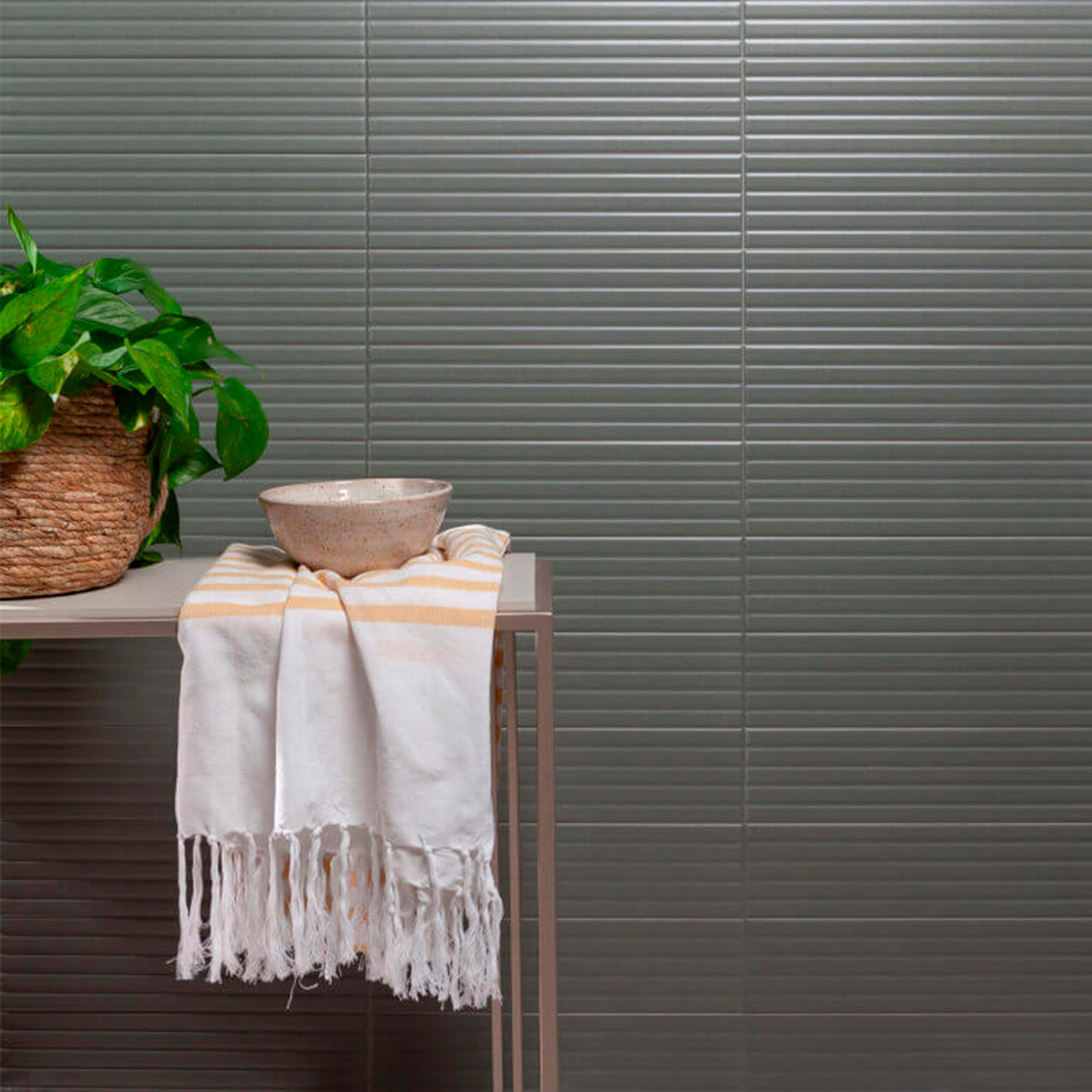 Ceramica Verde Mate Decorada 10X40Cm Pared — Acher Cerámicas