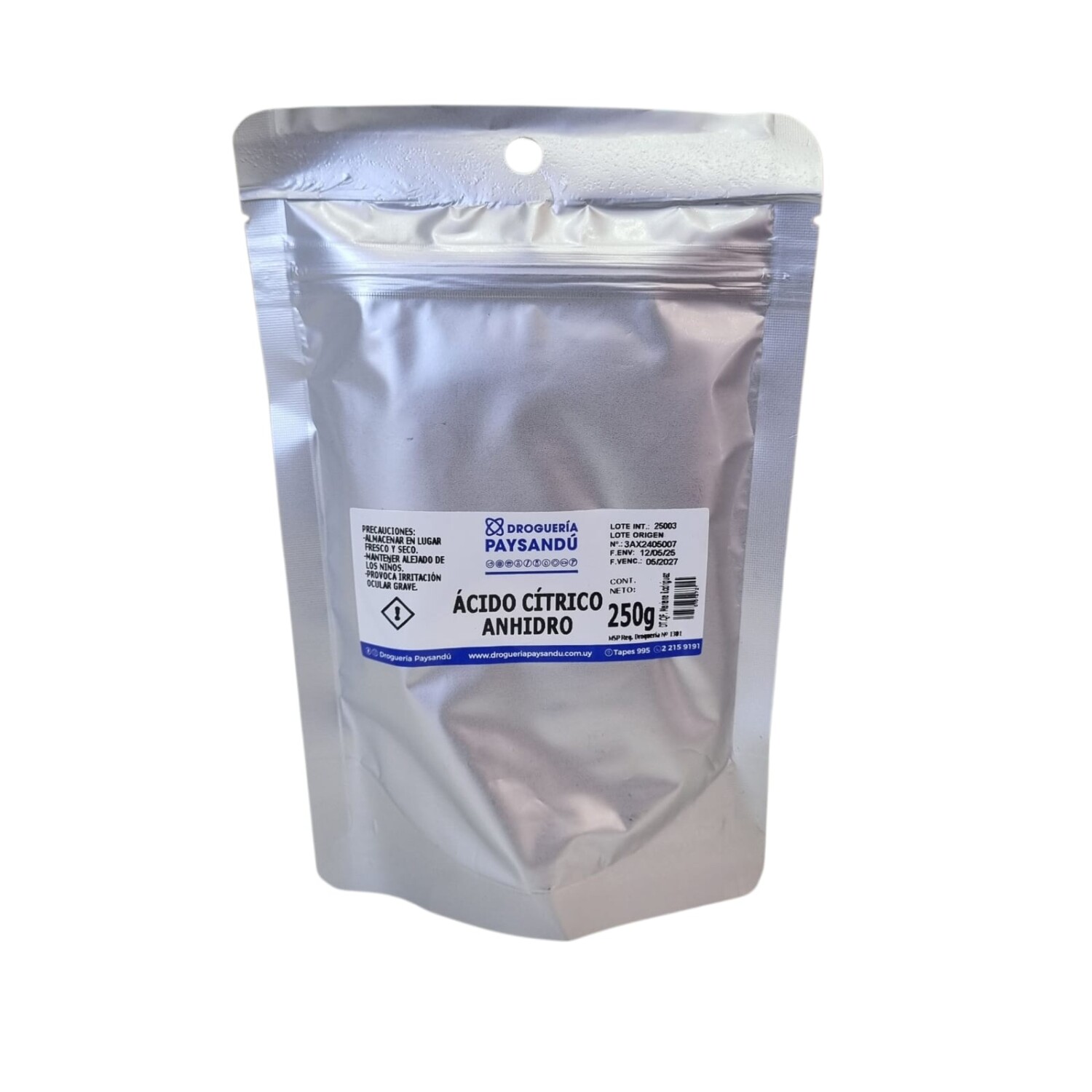 Ácido Cítrico Anhidro - 250 g — Droguería Paysandú