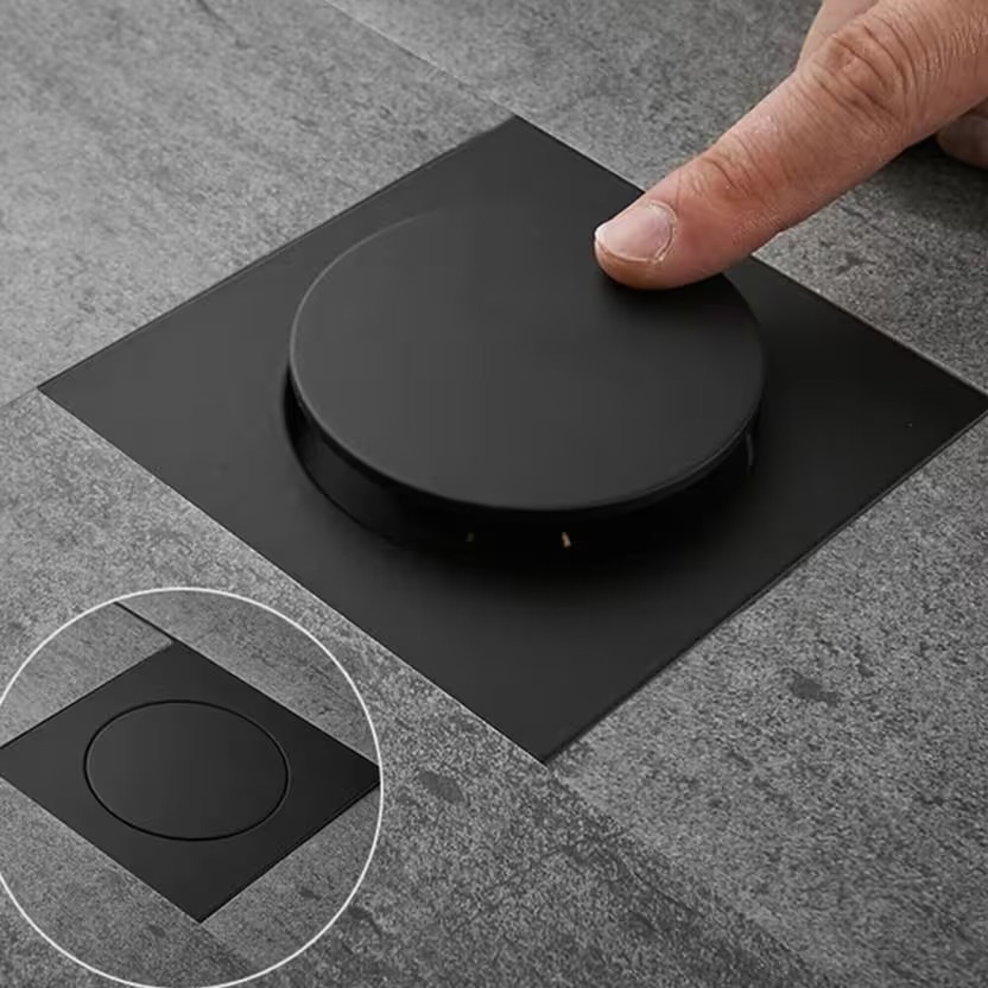 Rejilla De Piso Click Clack 10x10 Negro Mate — Loysa