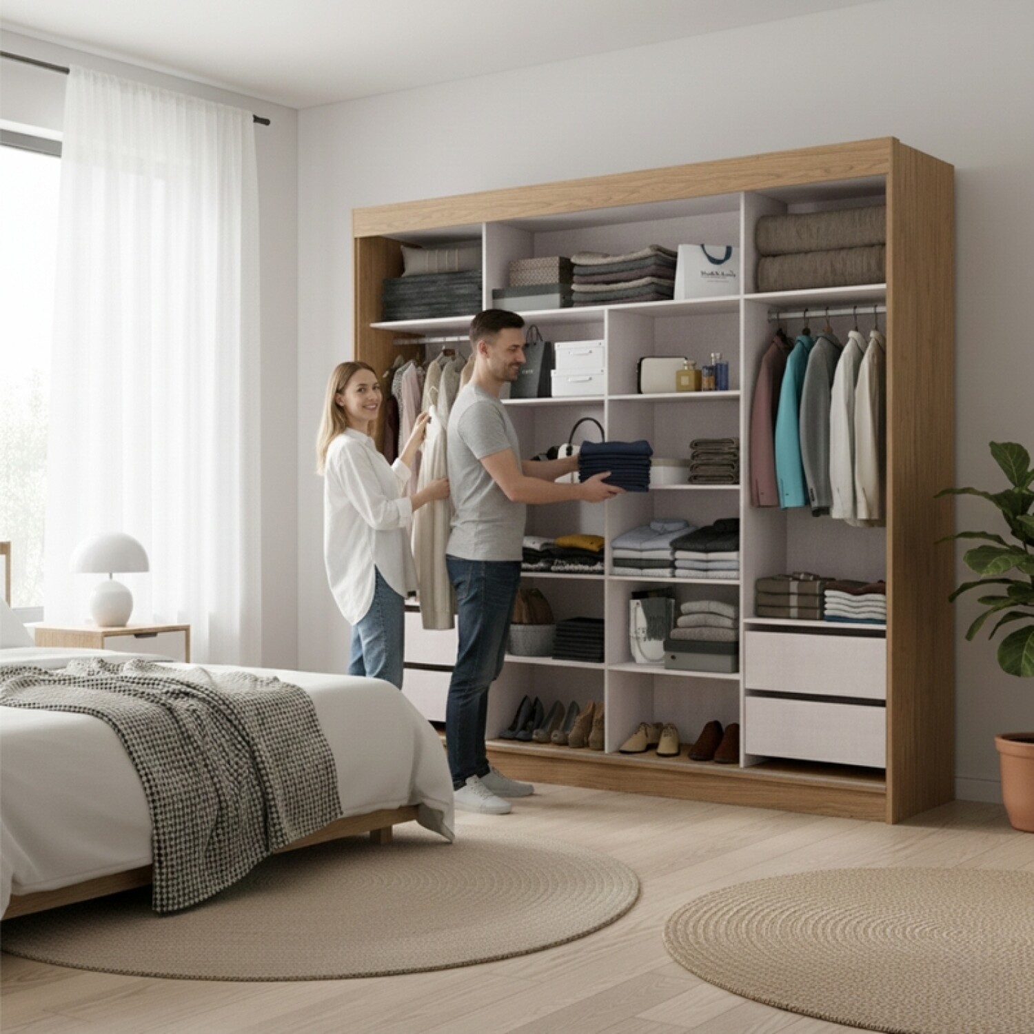 Ropero Seúl Premium – 2 Puertas Corredizas 100% MDF Freijó/Off White ...