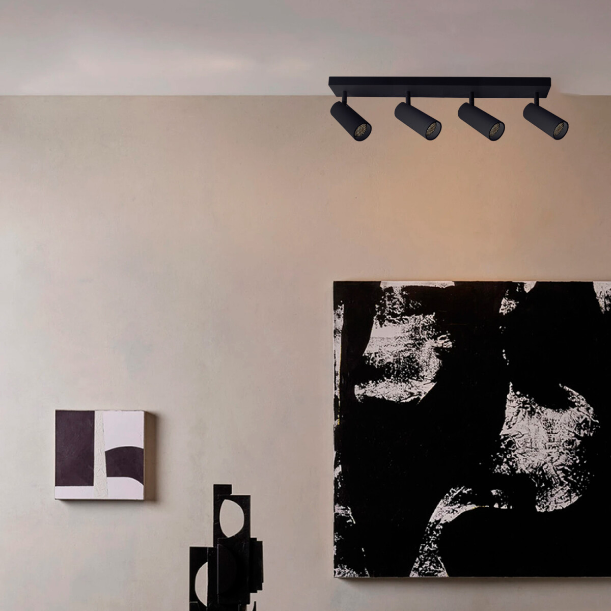 Luminaria de Adosar Long Leticia Cuadruple Orientable Negra — Serlux