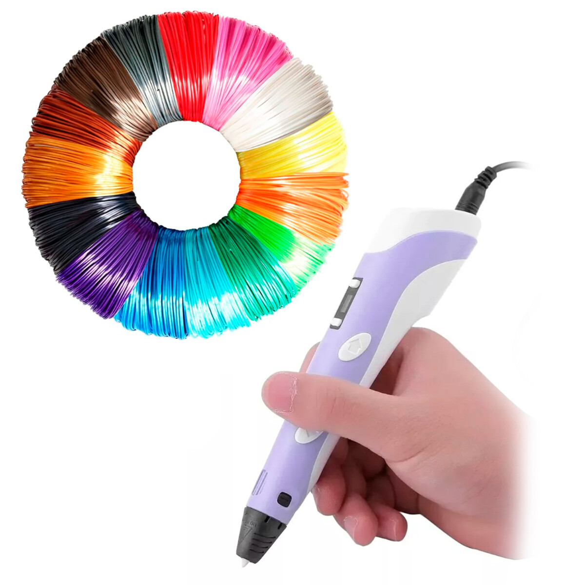 Pack Lapicera Lapiz 3d Impresora + 13 Filamentos Boligrafo - Variante Color Violeta — Atrix