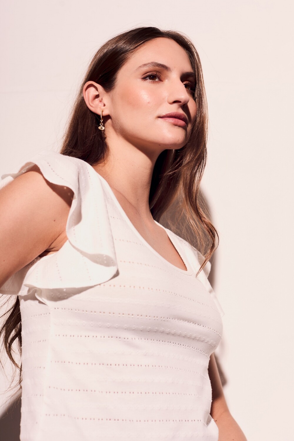 Top Texturado Manga Volado - Blanco — Lemon