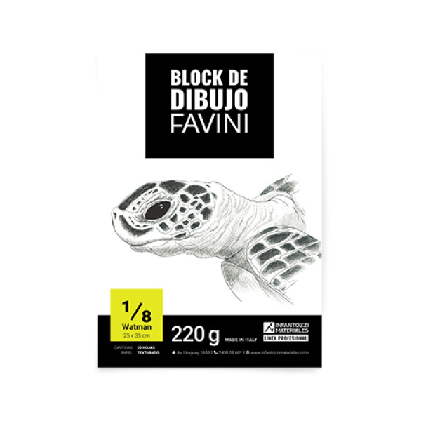 Block de dibujo 220 g Favini / Infantozzi Profesional - 1/8 W - 20 Hojas — Infantozzi