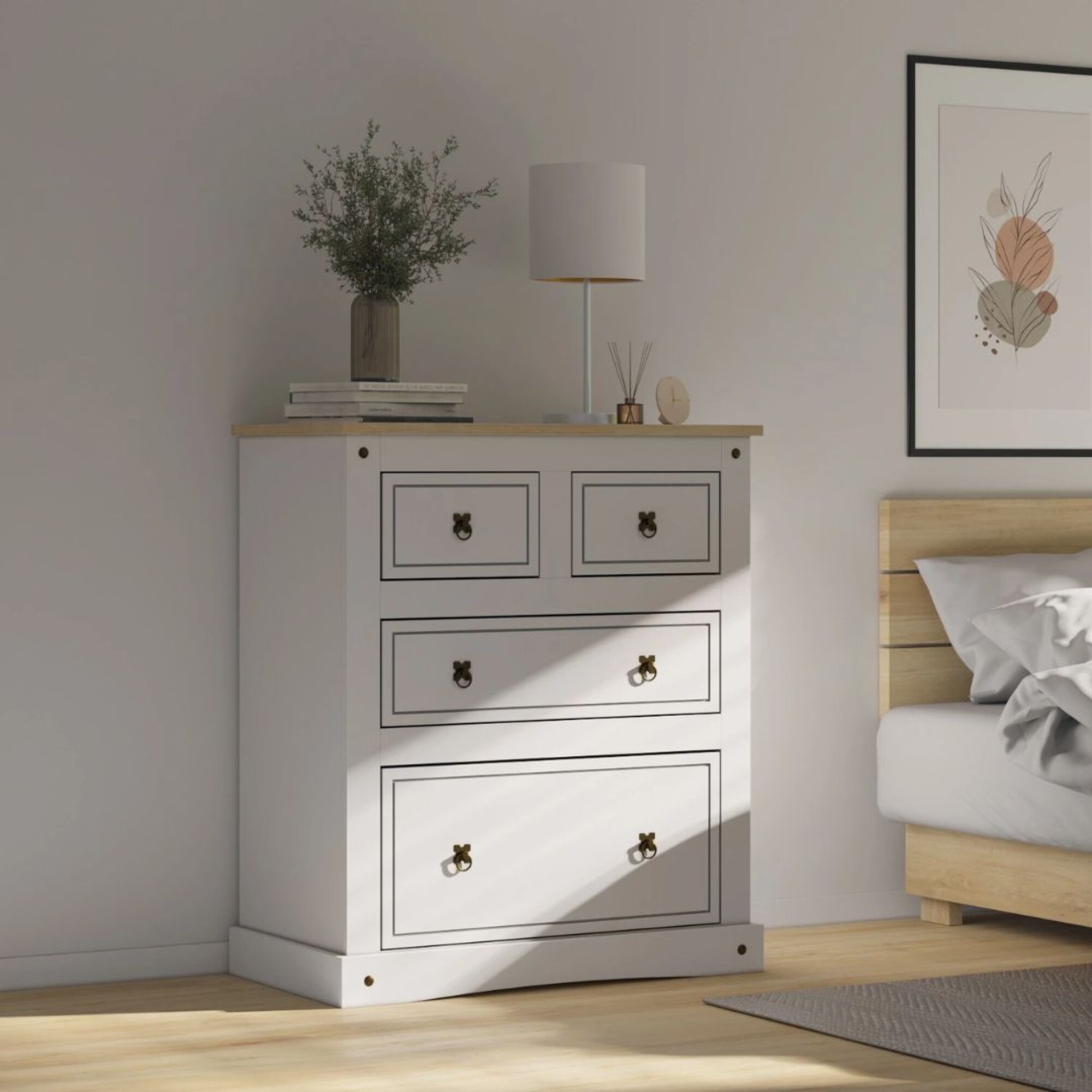 Comoda 4 Cajones - Linea Mexicana - Blanco 1773 Robles — Fripay