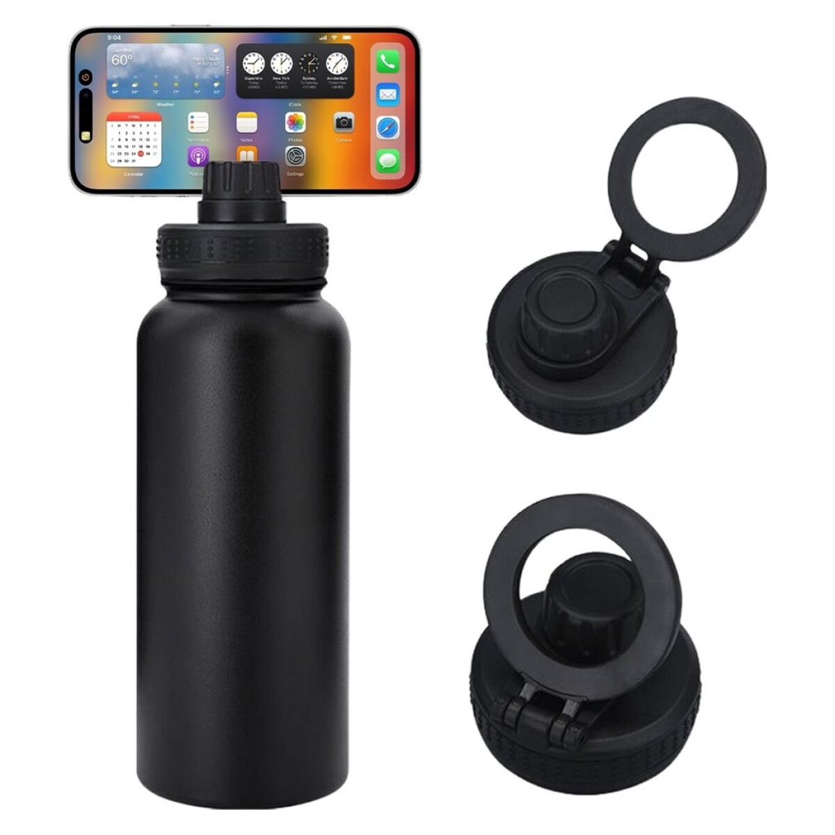 BOTELLA TERMICA CON IMAN P/CELULAR 960ML NEGRO — Deco Hogar