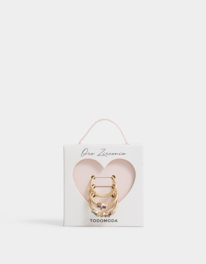 Set De Anillos Oro Zirconia — Todomoda