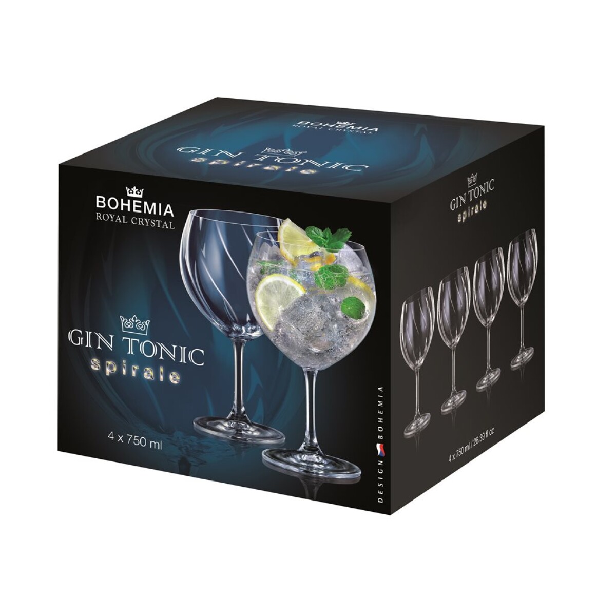 SET 4 COPA GIN TONIC SPIRALE 750ML BOHEMIA — Deco Hogar