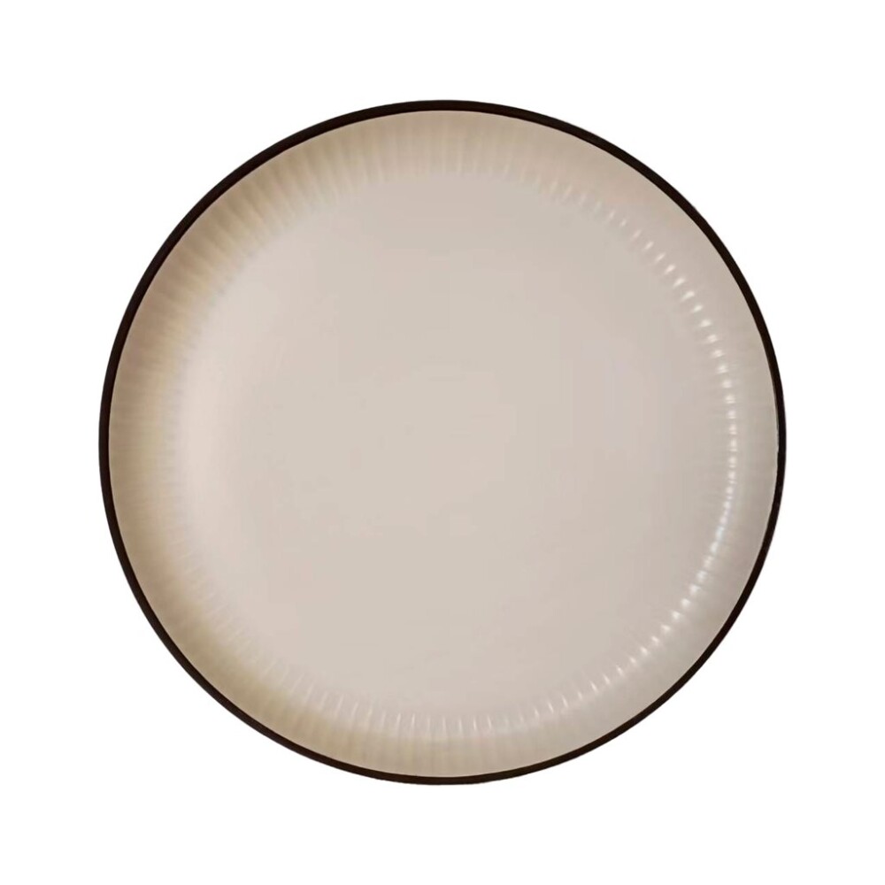 Plato De Mesa D27Cm Líneas Crema Borde Negro — Almenara Mall