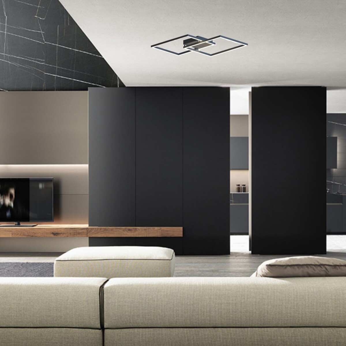 Plafon Spot Led doble marco dimerizable 30W - Negro — Iluminica Home