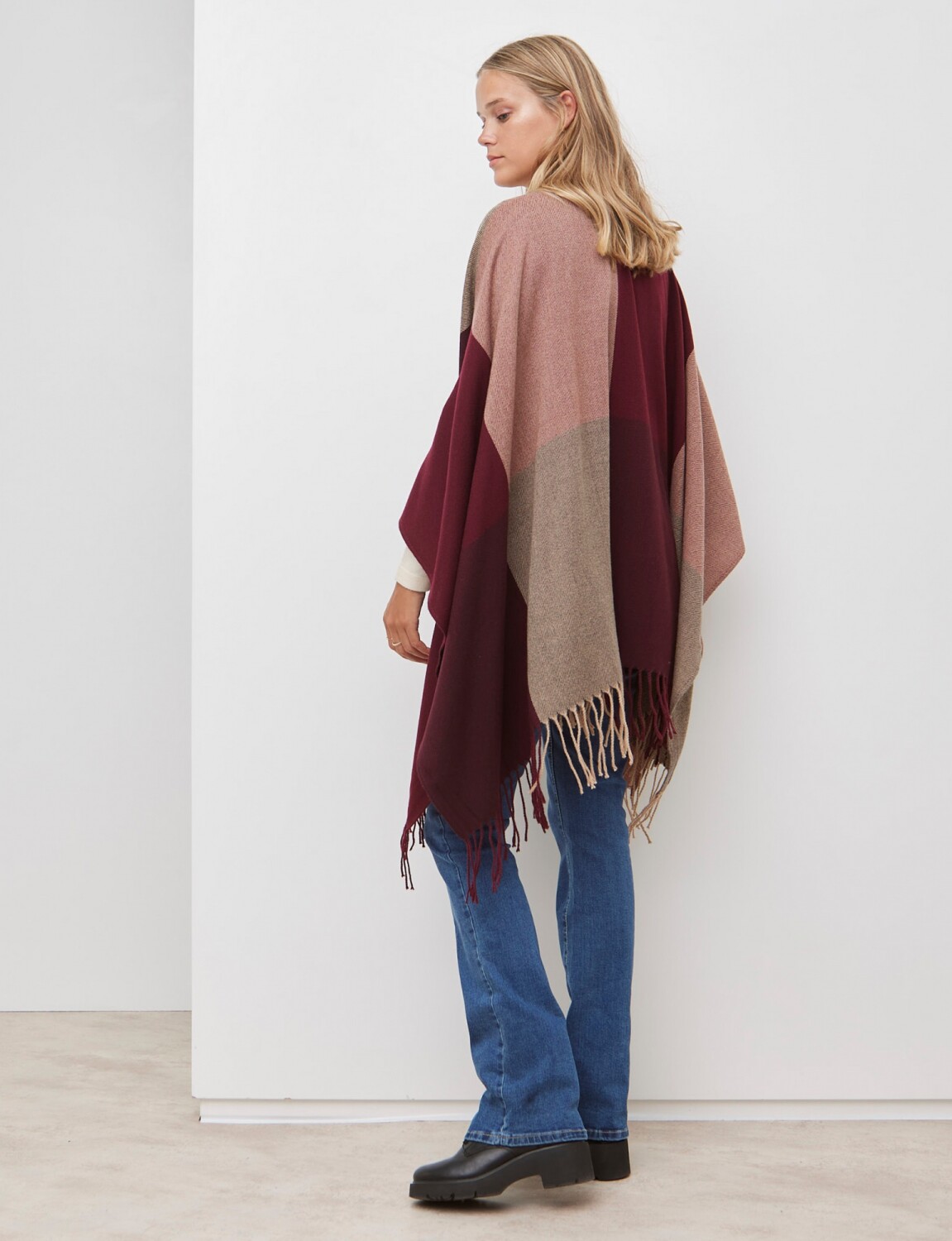 Ruana Colorblock - Bordeaux/multi — LA OPERA