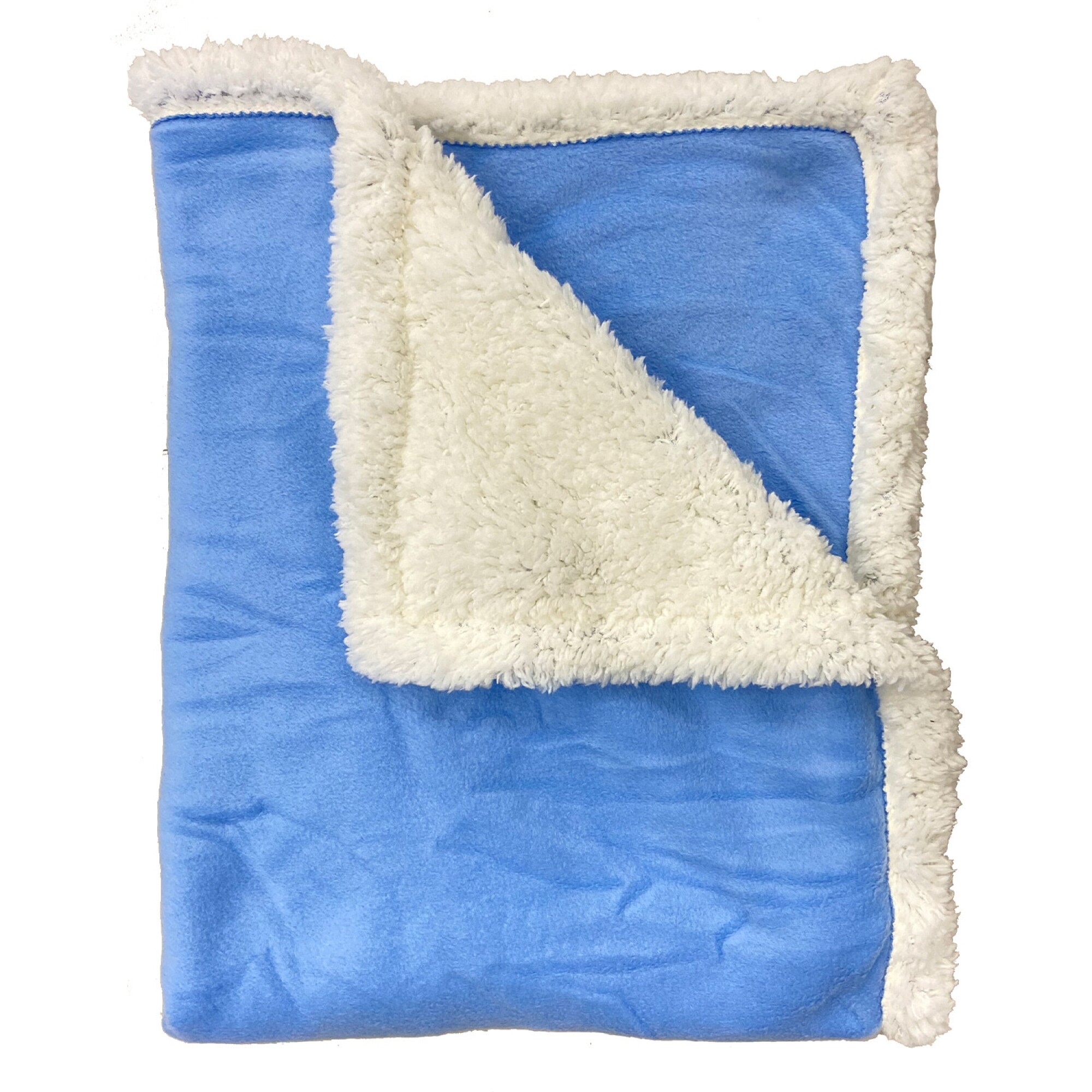 Frazada infantil en franela y corderito 75x100cm - Liso Celeste — Electroventas