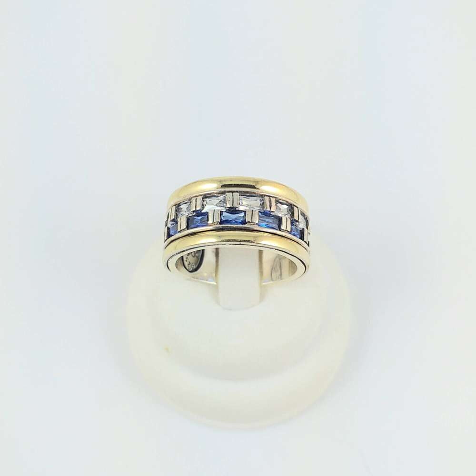 Anillo de plata 925 con filetes en double de oro 18K y circonias ...