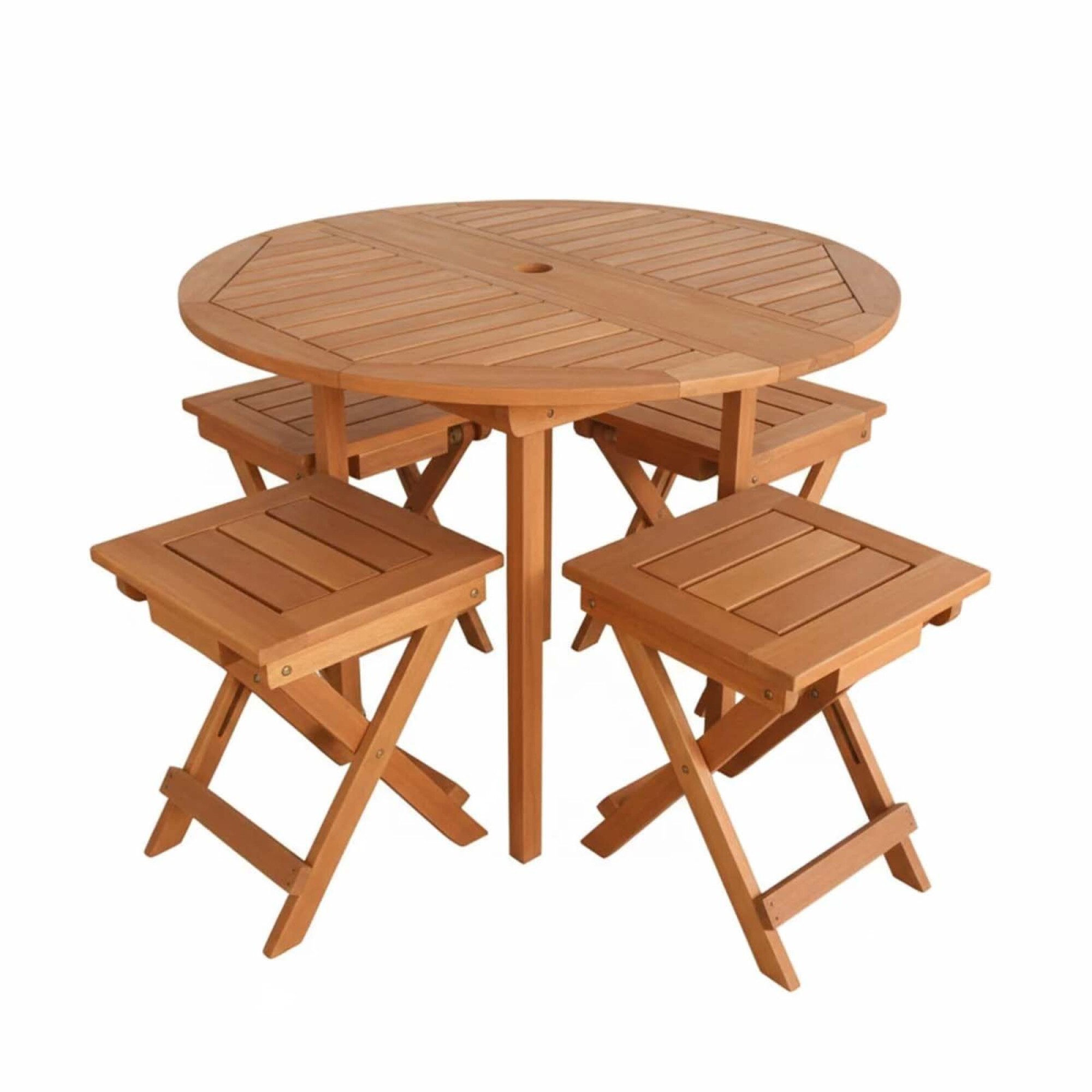 Set De Comedor Exterior Madera-meranti Natural-beige Kona — Divino