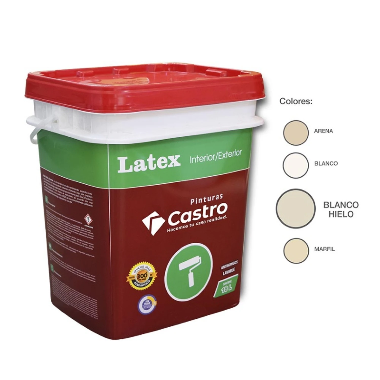 Pintura Castro Latex Interior / Exterior Blanco Hielo 18 Lts — Castro