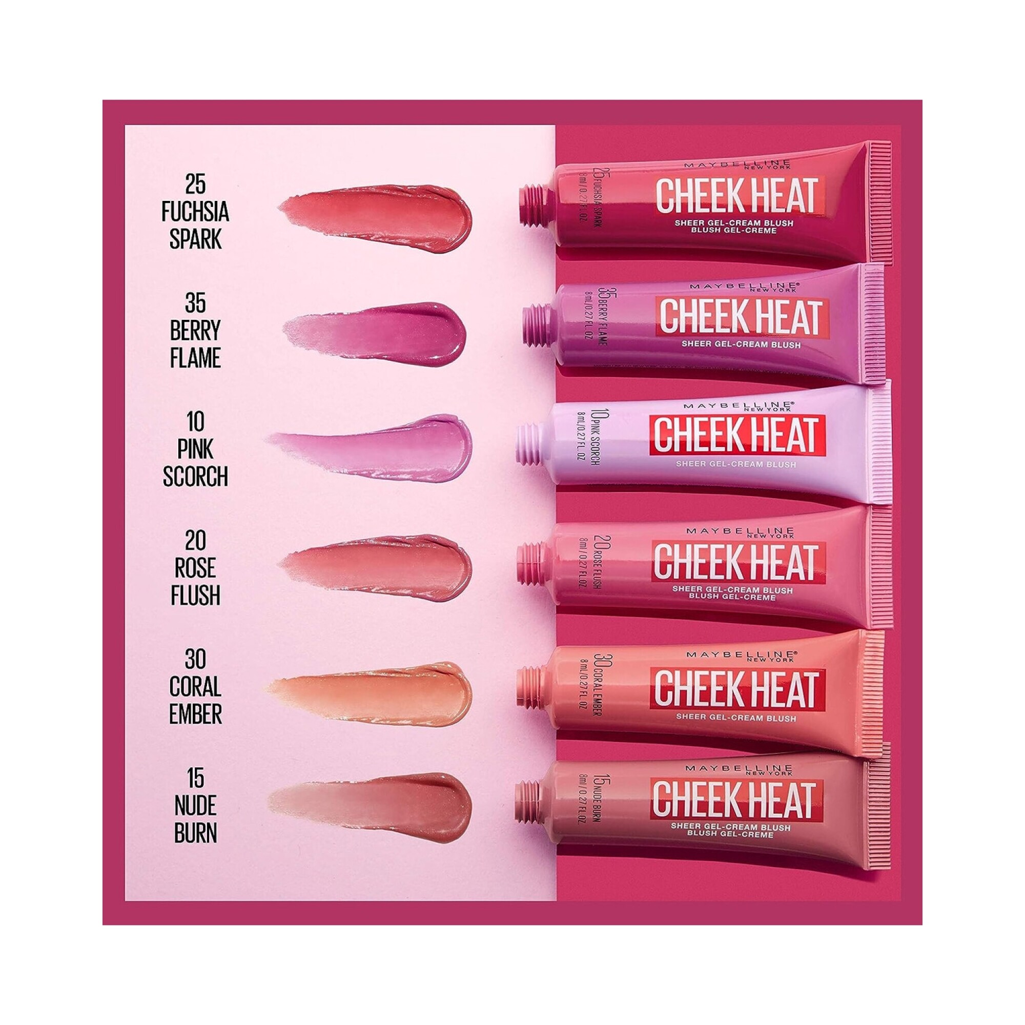 Rubor Maybelline Cheek Heat Gel-Cream Blush Rose Flush — Electroventas