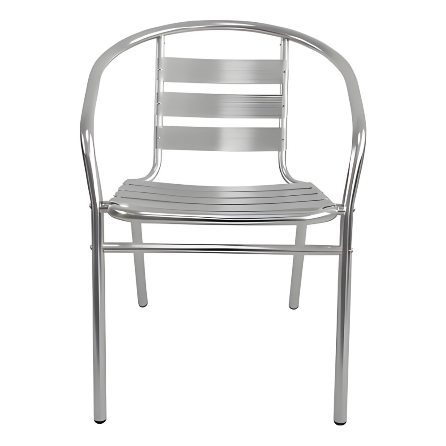 Silla de exterior Slat en aluminio plateada — Electroventas