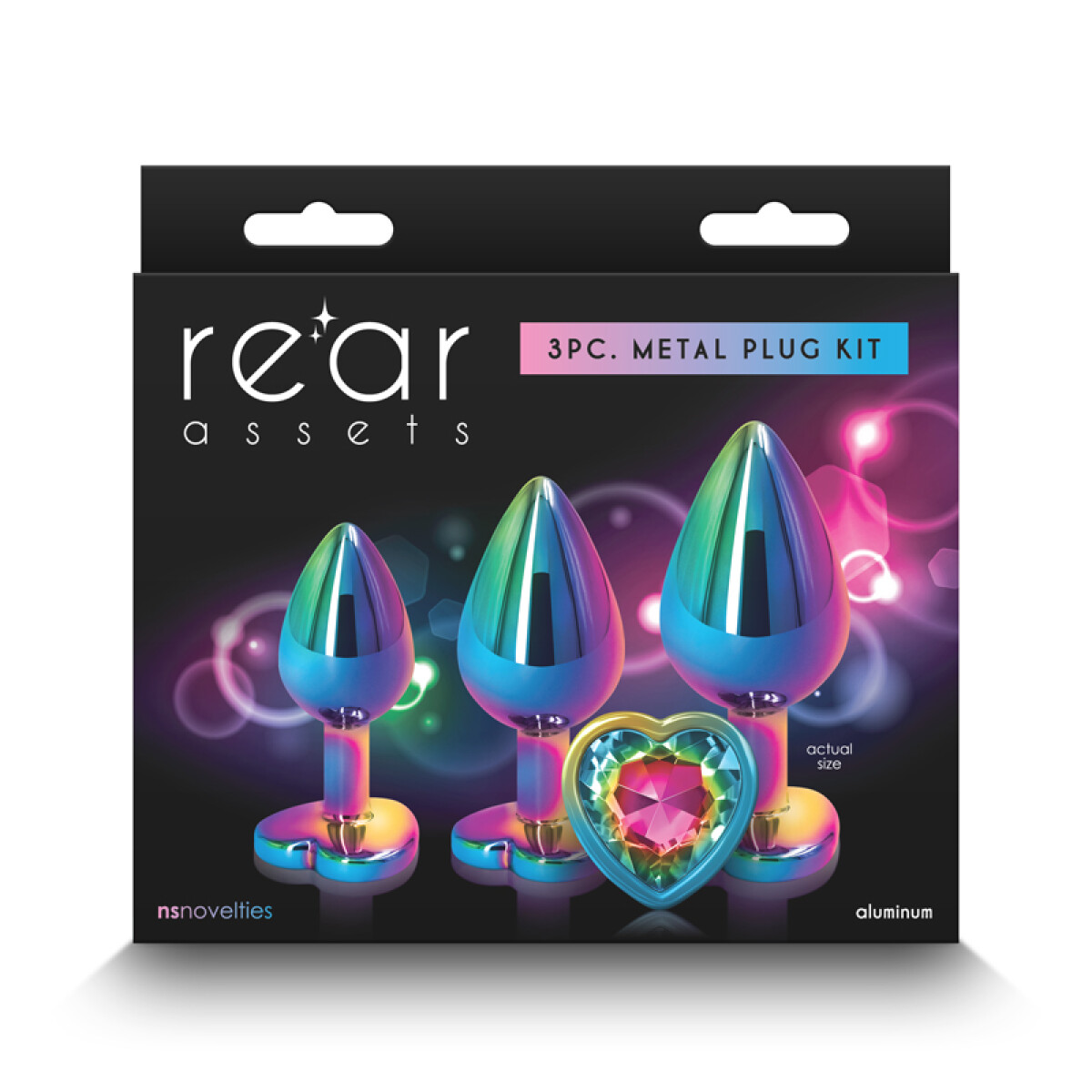 Kit Plug Anal Metal Arcoiris Rear Assets Corazón — Boutique Erótica