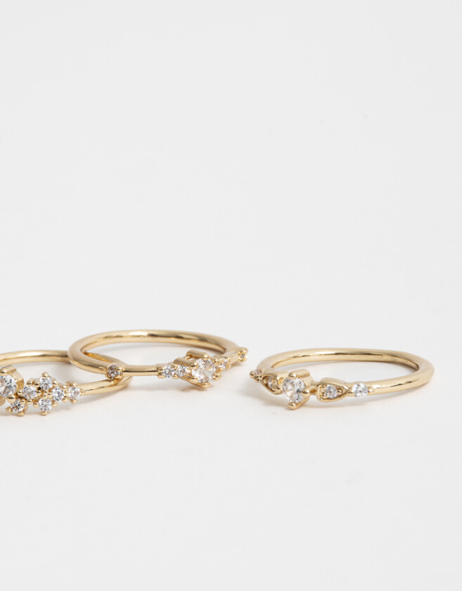 Set De Anillos Oro Zirconia — Todomoda