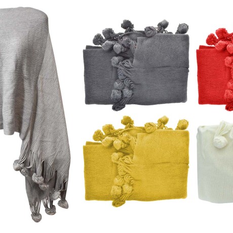 PONCHO PARA DAMA LISO CON POMPONES 17404 — El Clon