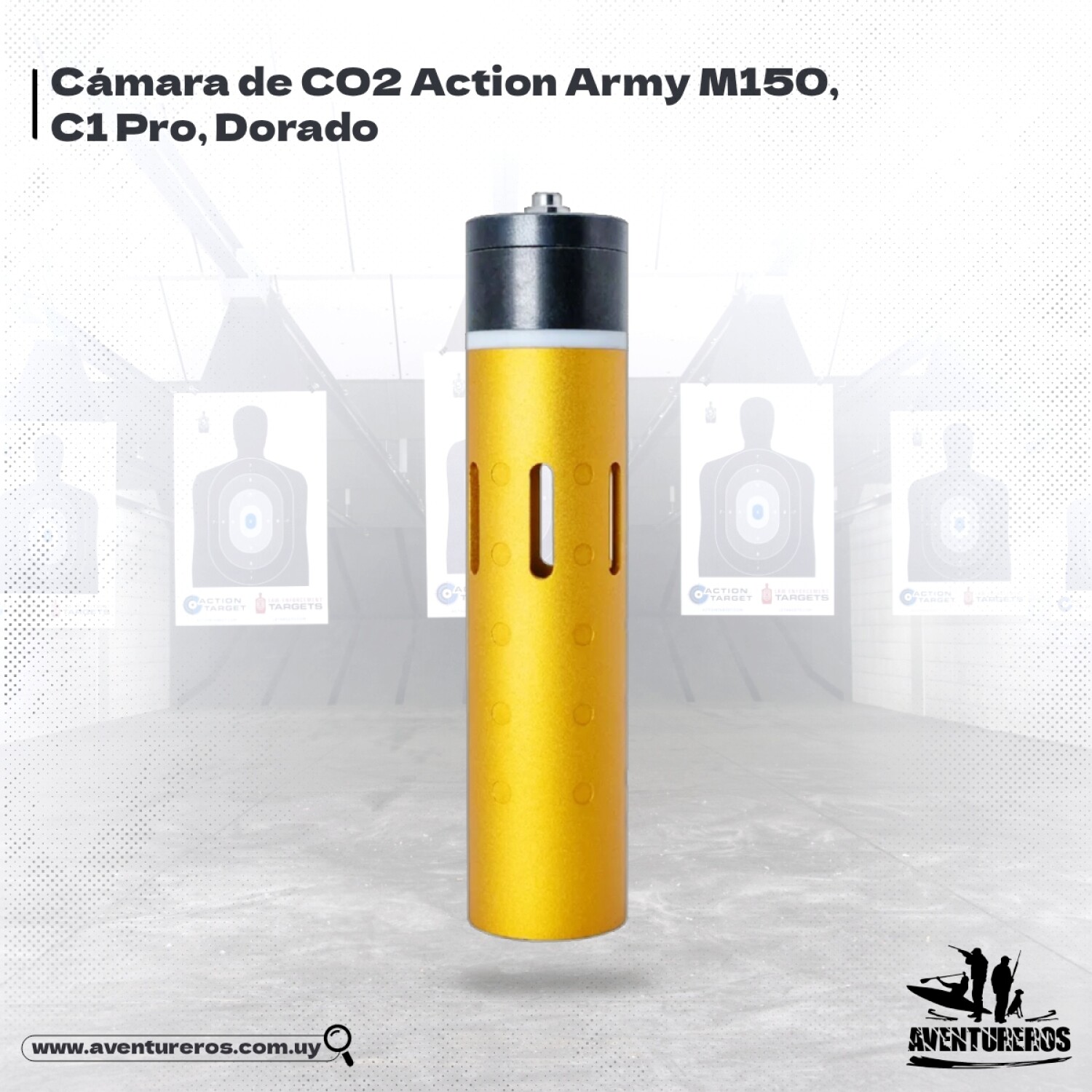 Cámara de CO2 Action Army M150, C1 Pro, Dorado — Aventureros