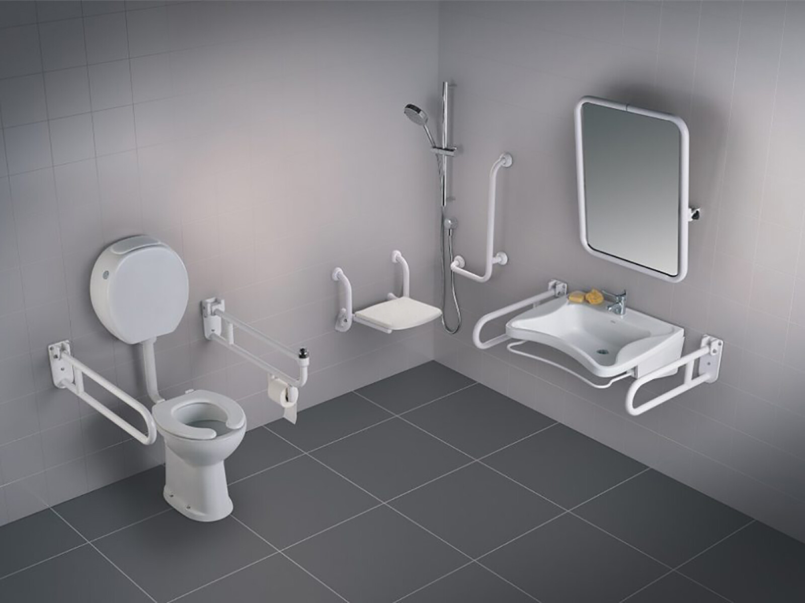 INODORO ALTO SIN MOCHILA BLANCO BRILLO PARA DISCAPACITADOS FERRUM ...