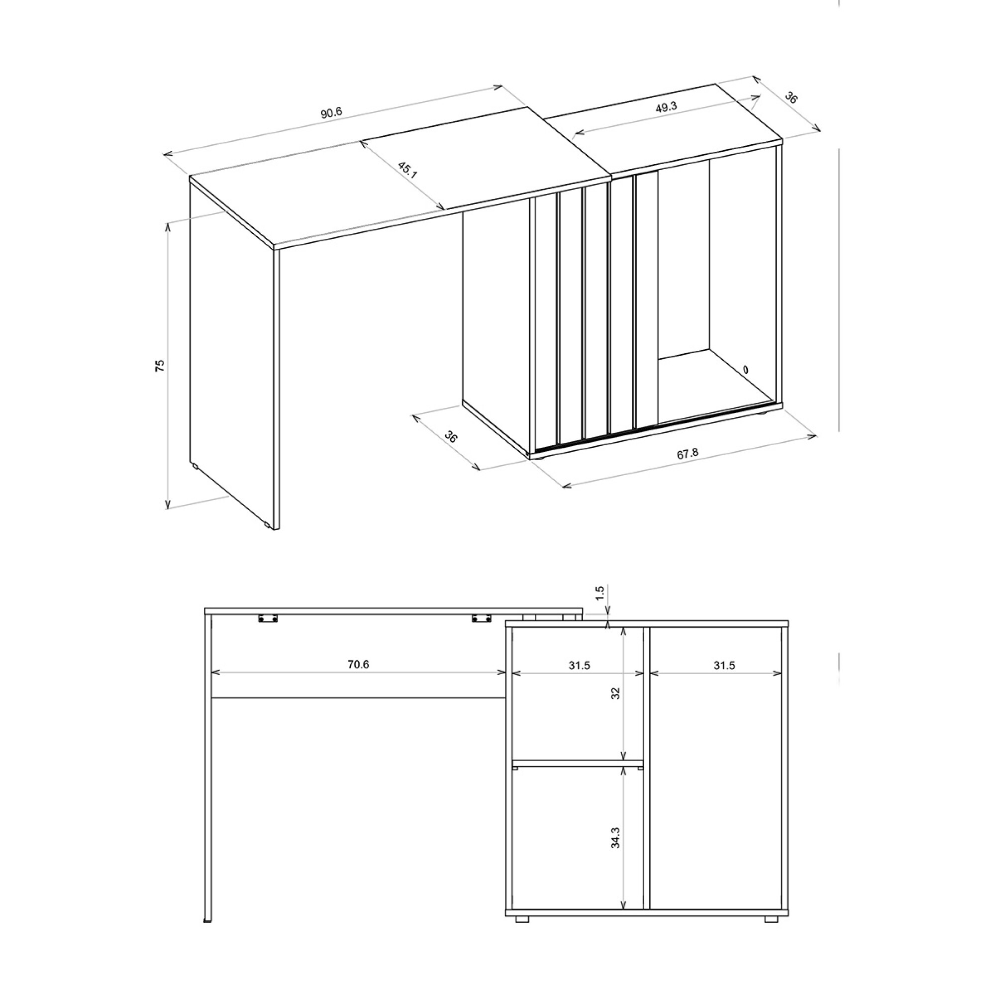 Escritorio Tech Color Freijo/off White — Castro
