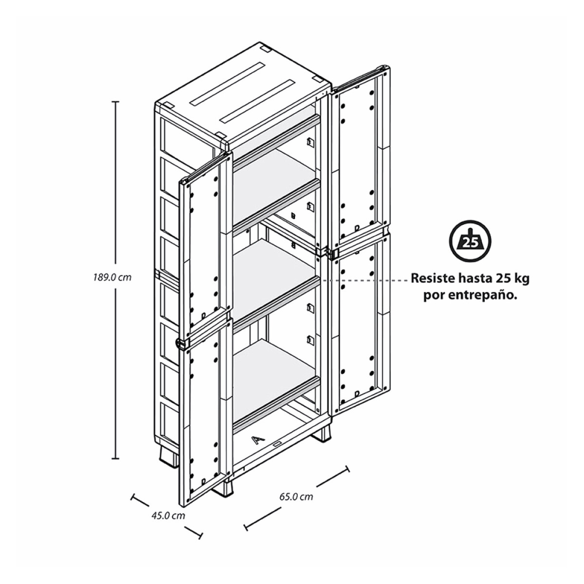 Armario Grande Barú Rimax Multiuso c/ 2 Puertas y 5 Estantes - Gris — HTS