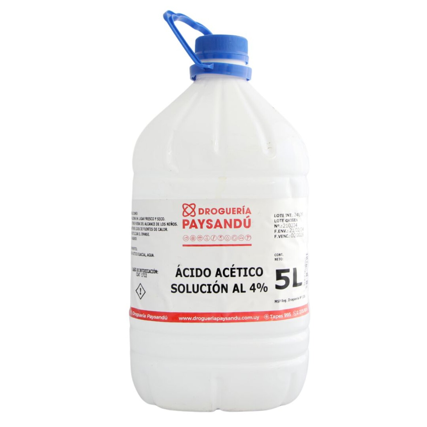 Ácido acético - solución al 4% x 5 L — Droguería Paysandú