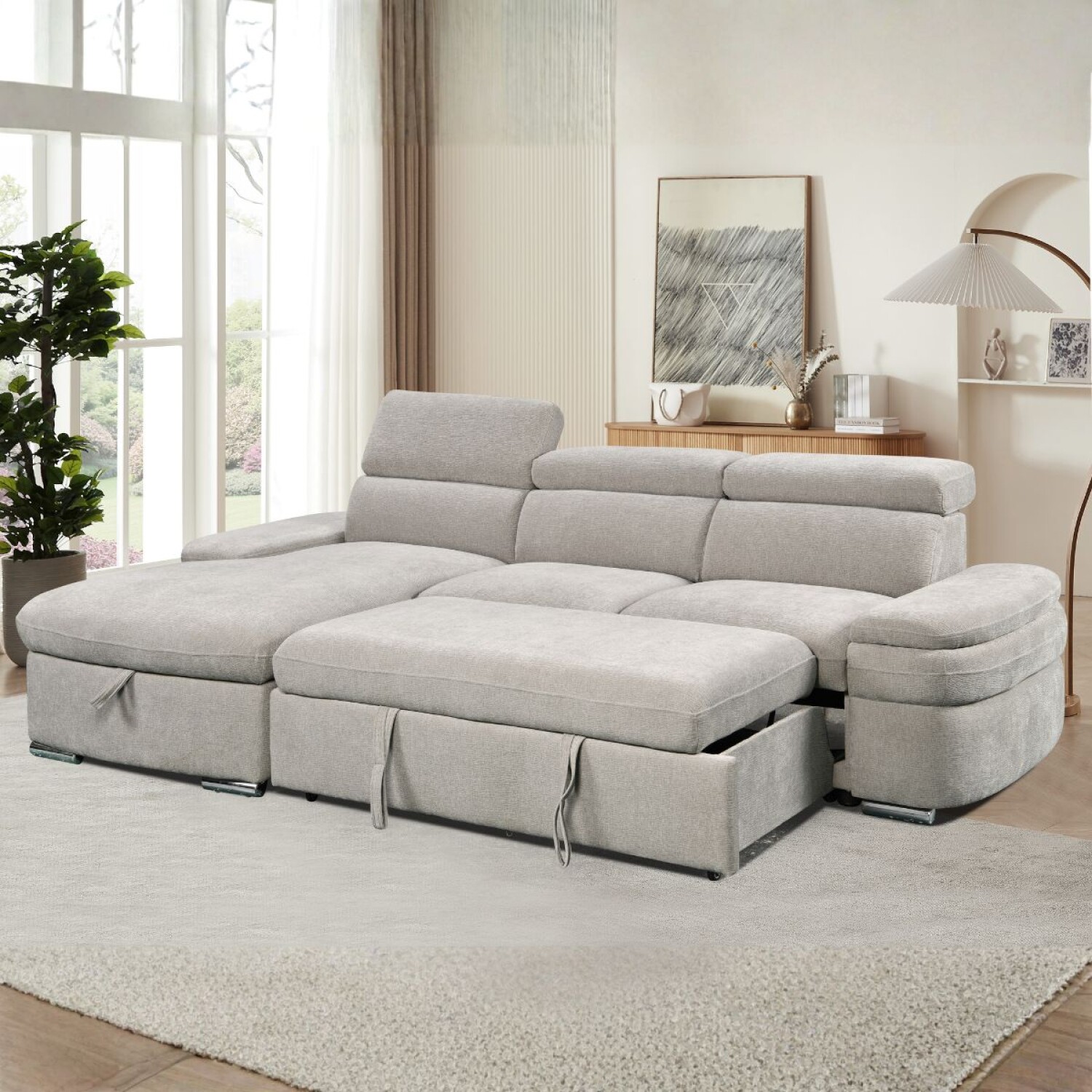 Rinconera Nikos - Tela Microfibra - Chaise izquierdo - City 451 (Gris) — NYR Uruguay