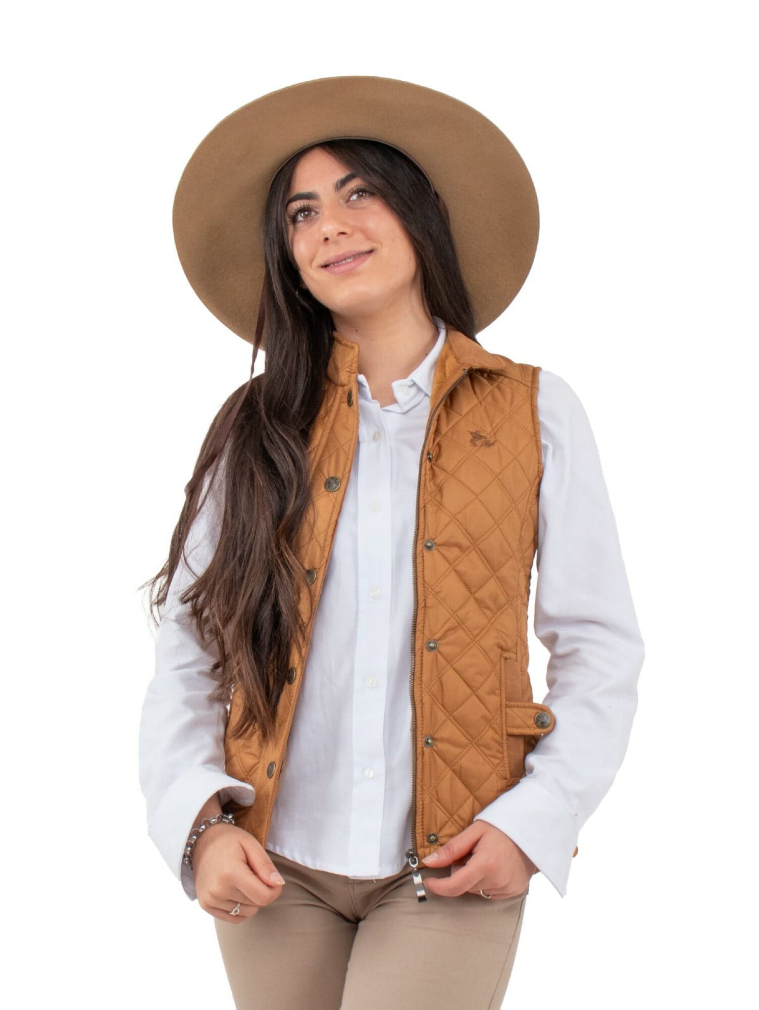 Chaleco Capitoneado Dama - Camel — Bagual