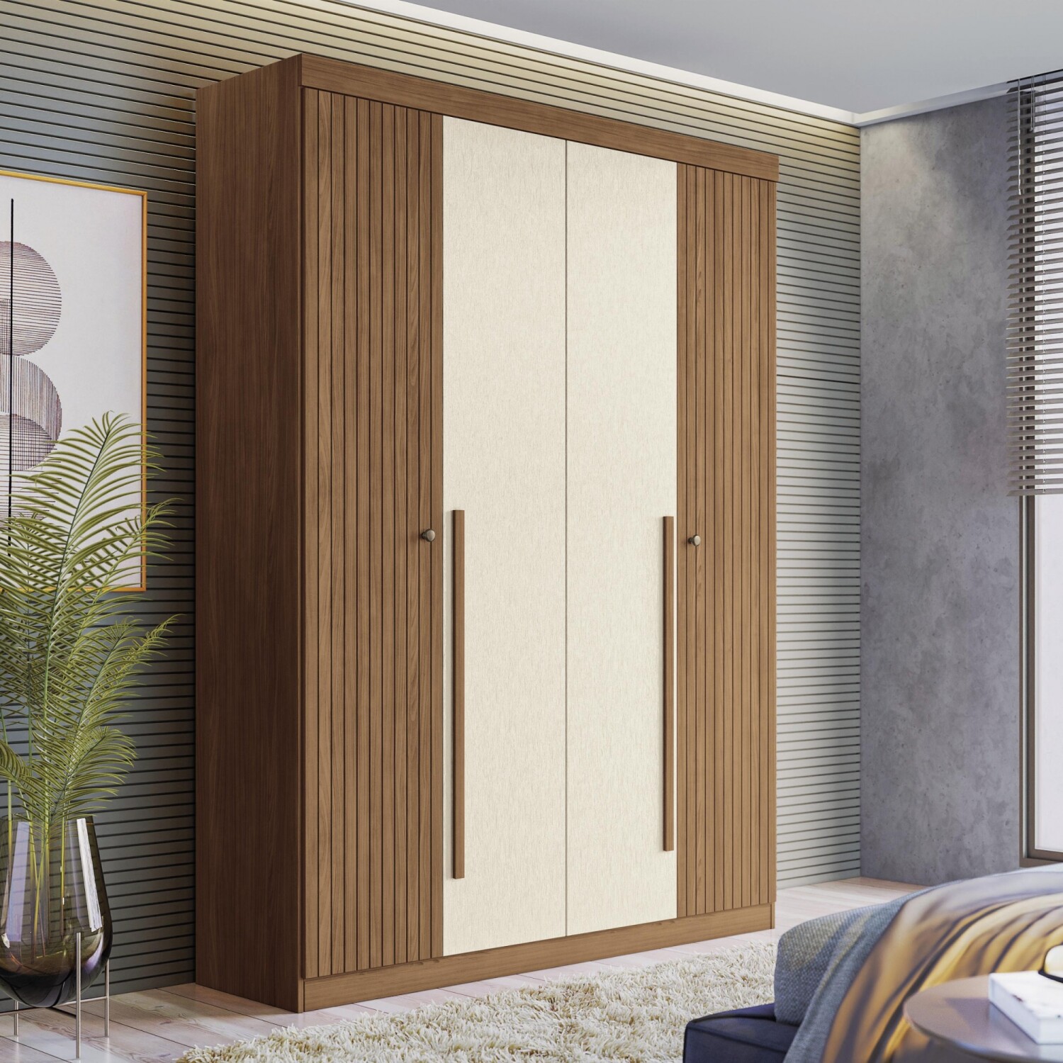 Ropero Buriti 4 Puertas - Linea Fit - Marron/Arena — Rustico Hogar