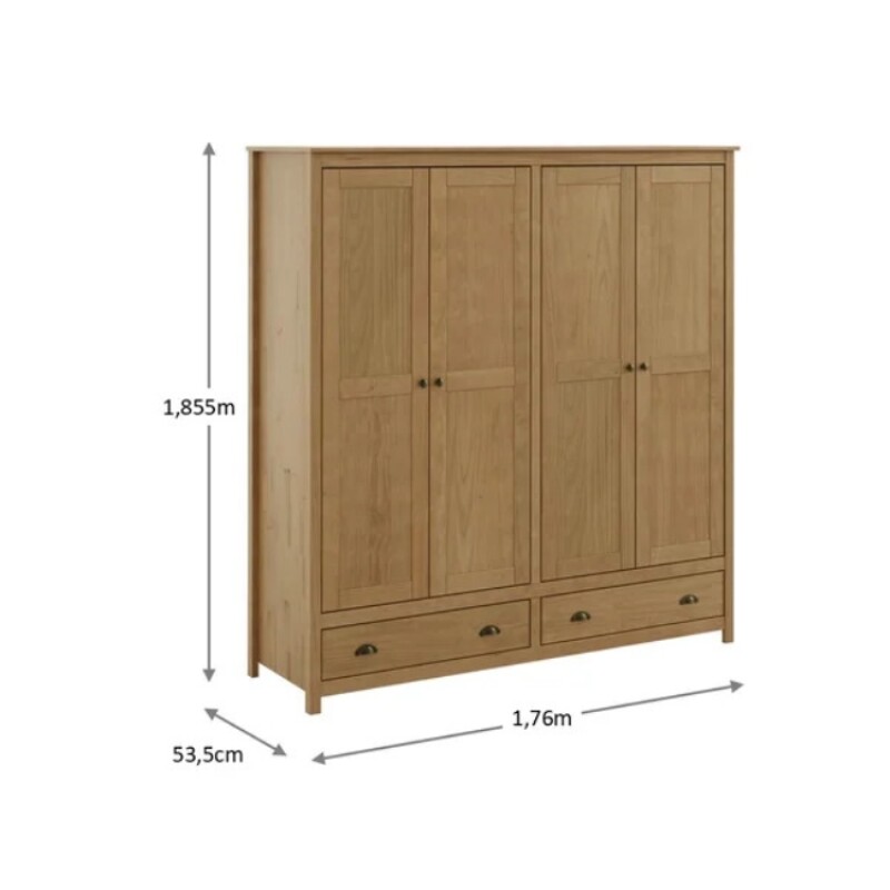 Ropero Topazio 4 Puertas 2 Cajones Nogal 9105 100% Madera — Albanes