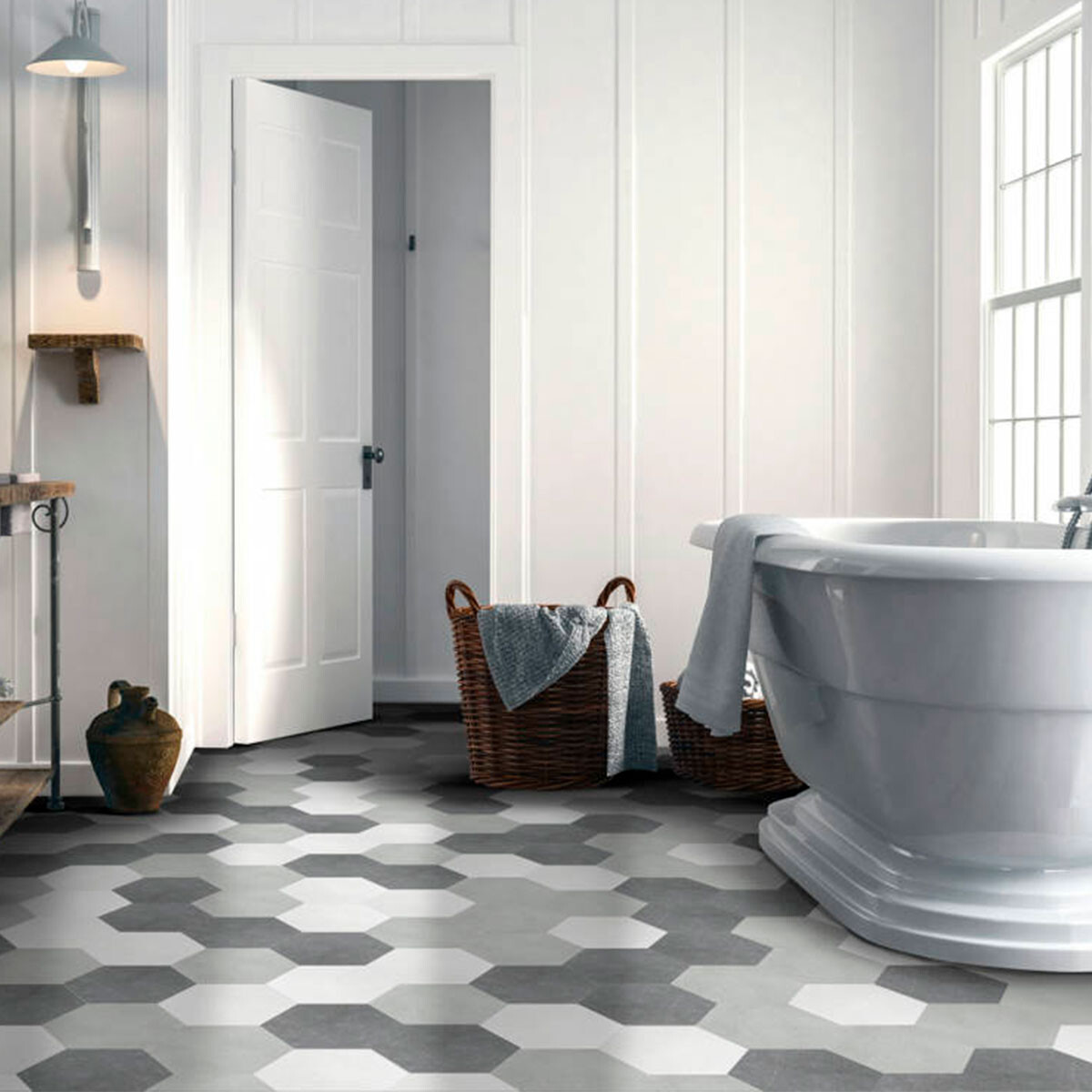 Porcelanato Hexagonal Negro Mate 19.8X22.8Cm Piso Pared — Acher Cerámicas