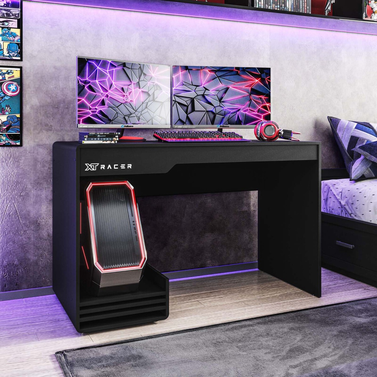 Escritorio Gamer Mdp Negro Portal Xt — Divino