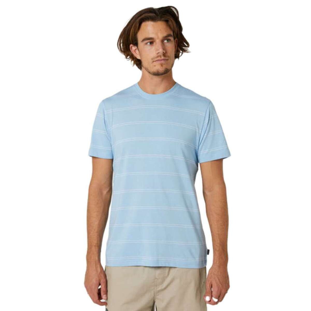 Remera MC Rip Curl Plain Stripe Tee - Celeste — Tienda Soy Santander